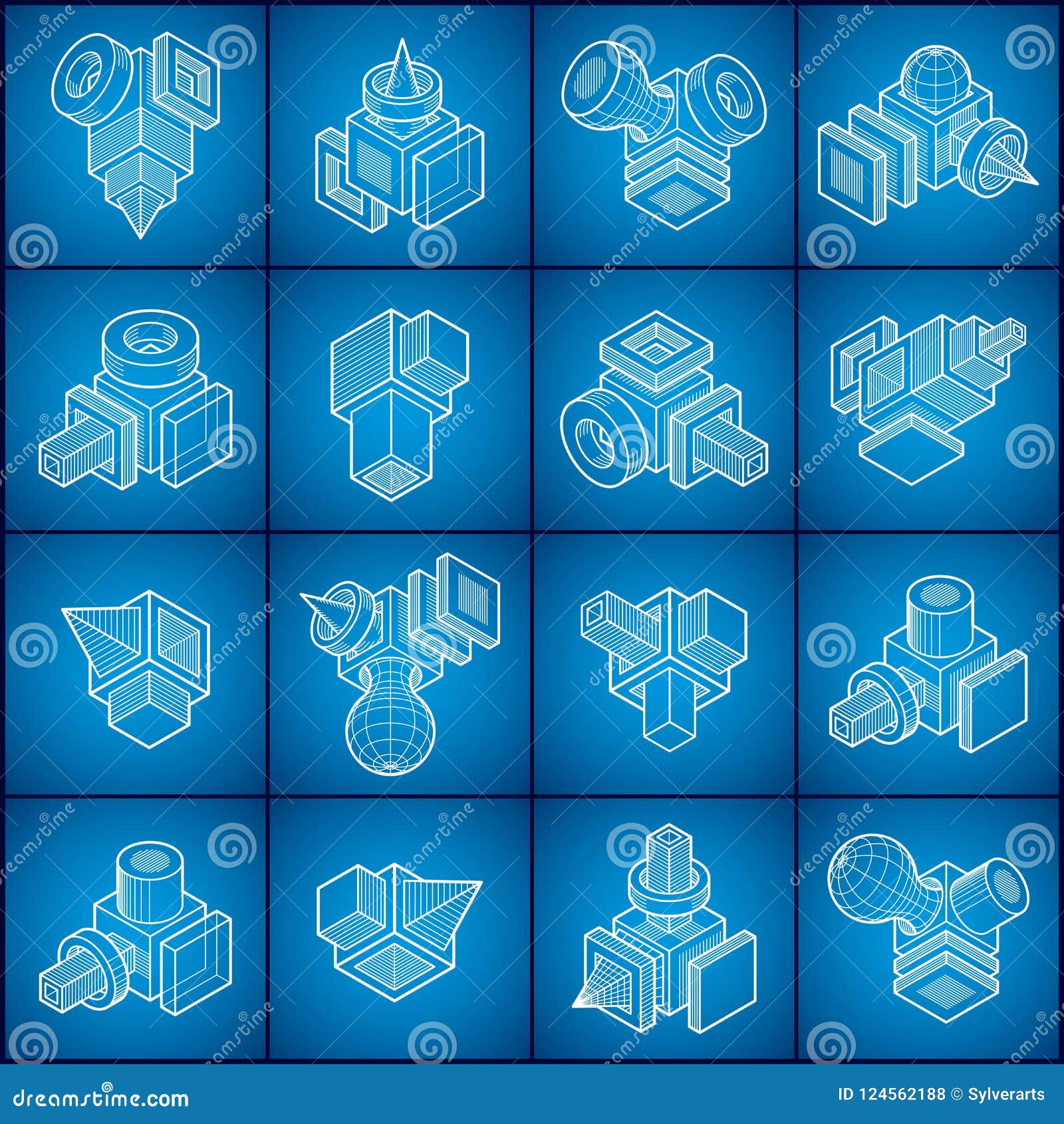 Abstract Construction Isometric Designs, Vector Set. Stock Vector ...