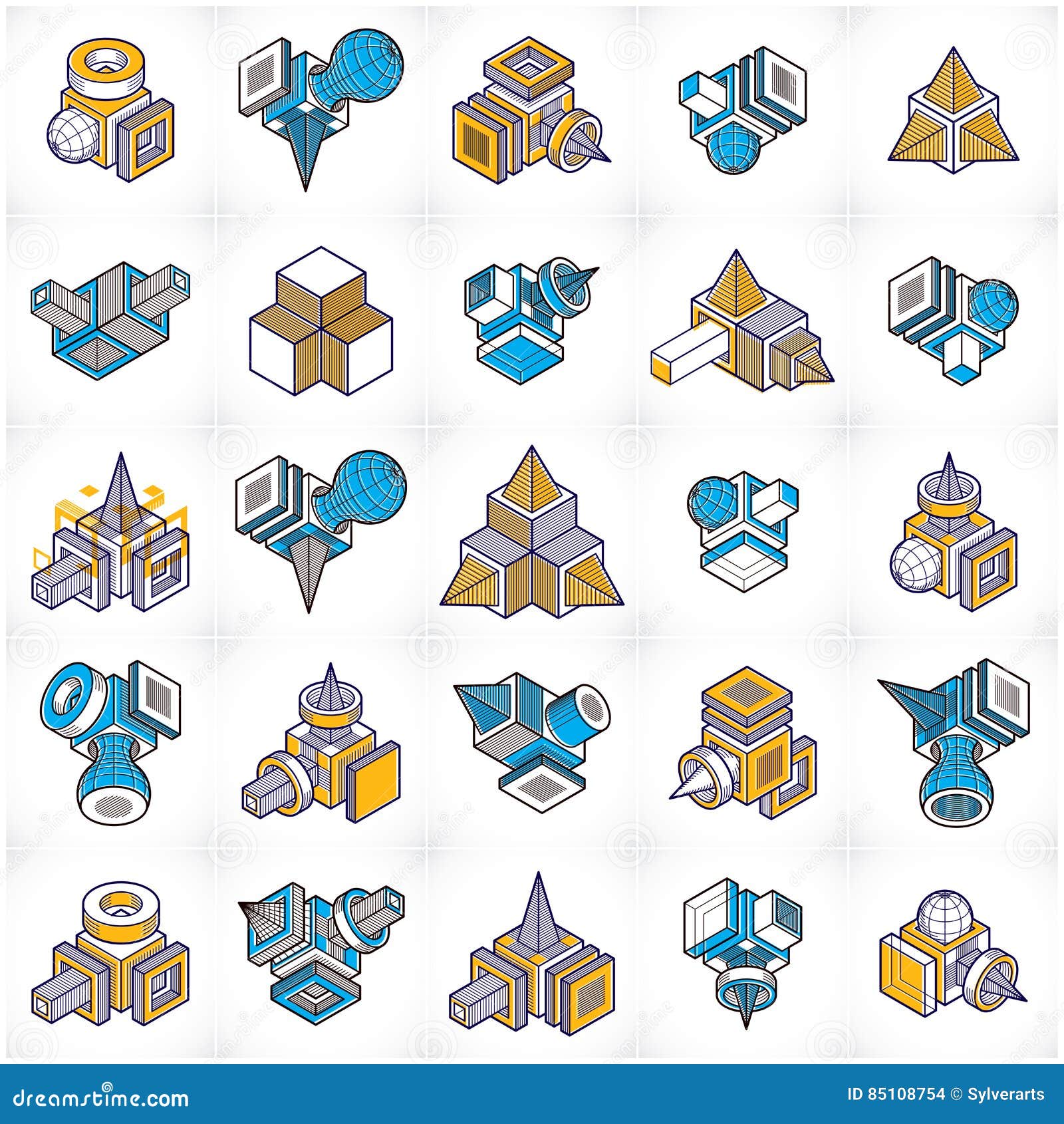 Abstract Construction Isometric Designs, Vector Set. Stock Vector ...