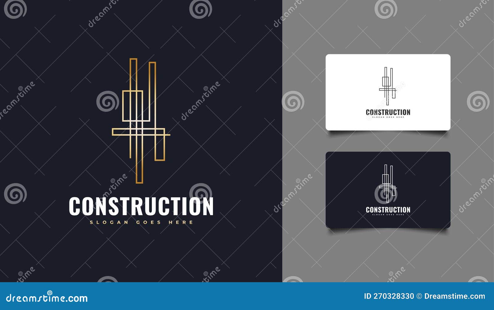 Abstract Construction Logo in Gold Gradient with Linear Concept Stock ...