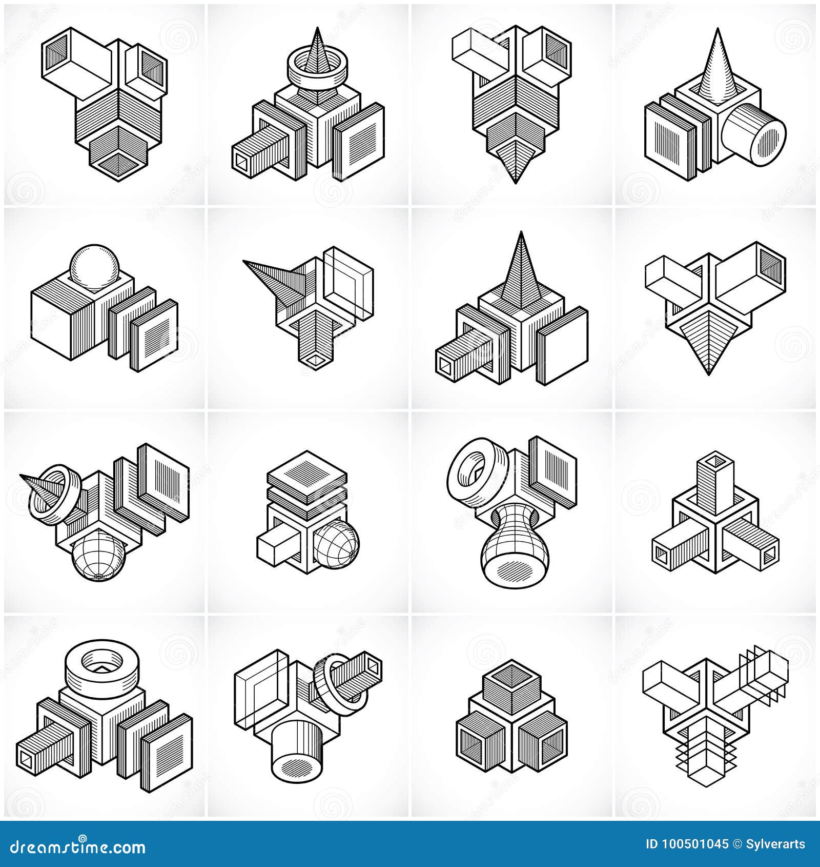 Abstract Constructions Vector Set, Dimensional Designs Collection ...