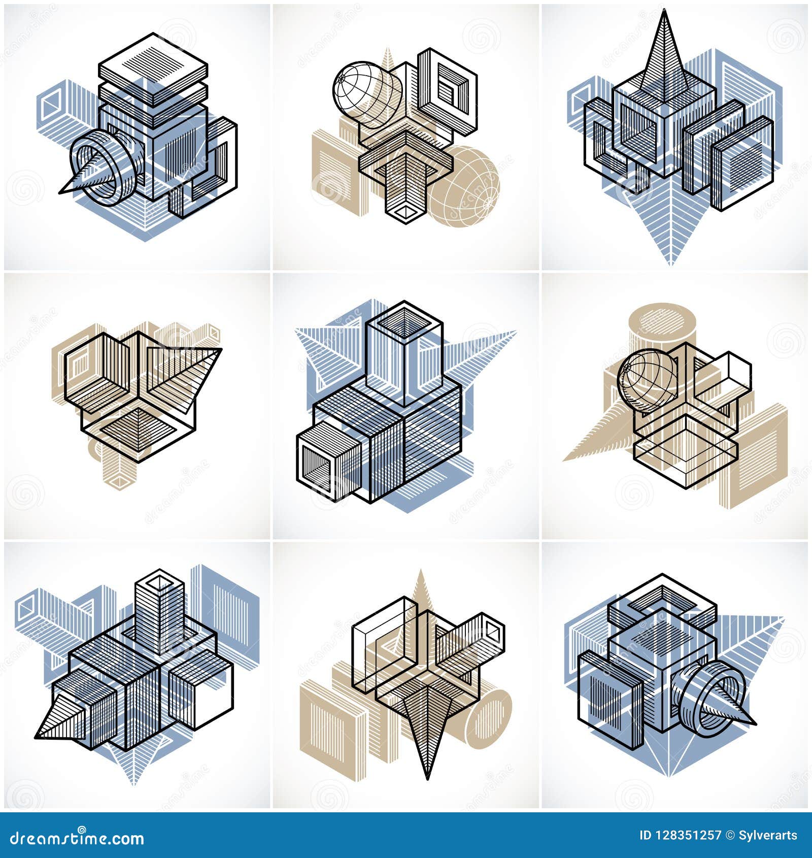 Abstract Constructions Vector Set, Dimensional Designs Collection ...