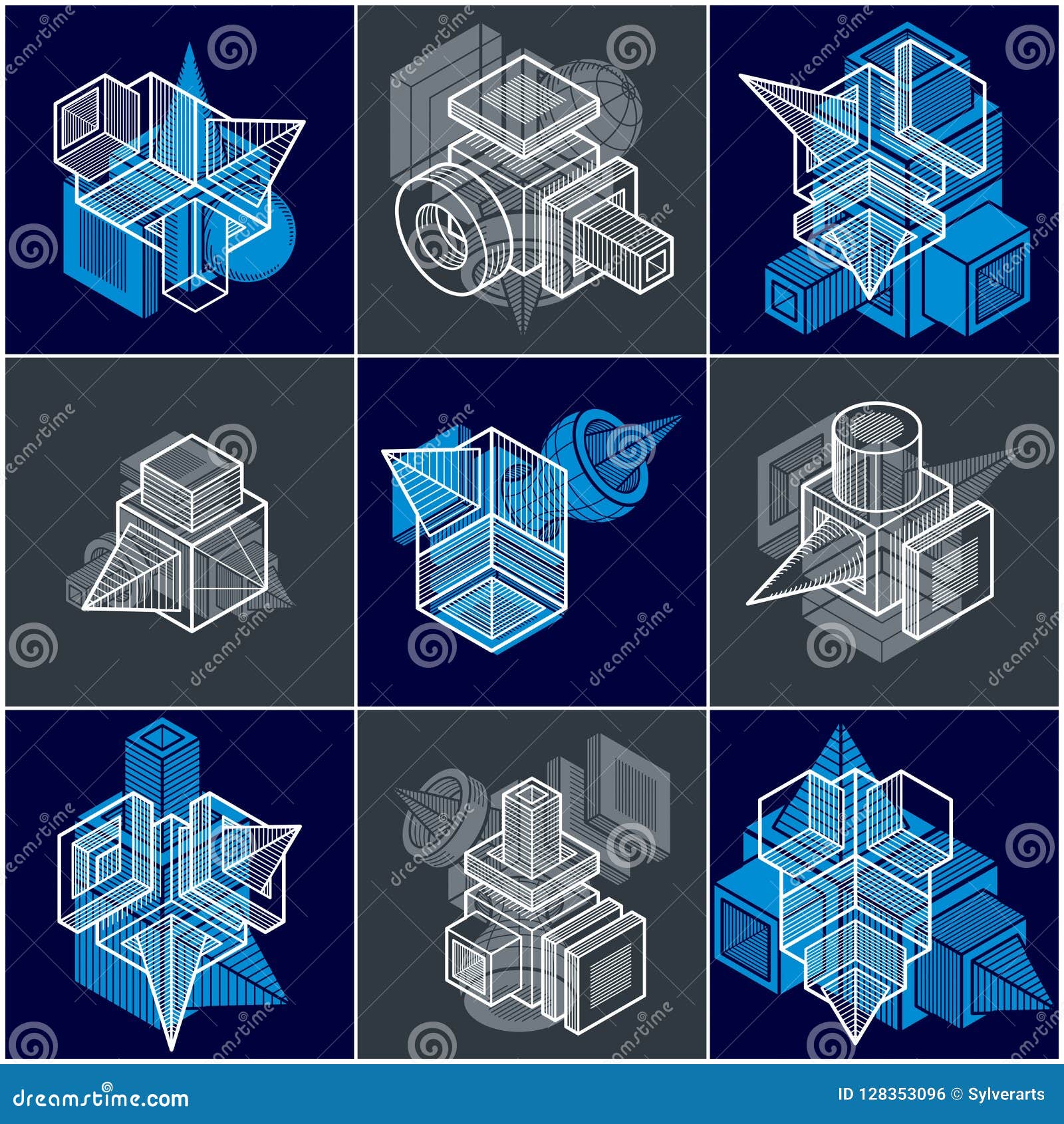 Abstract Constructions Vector Set, Dimensional Designs Collection ...