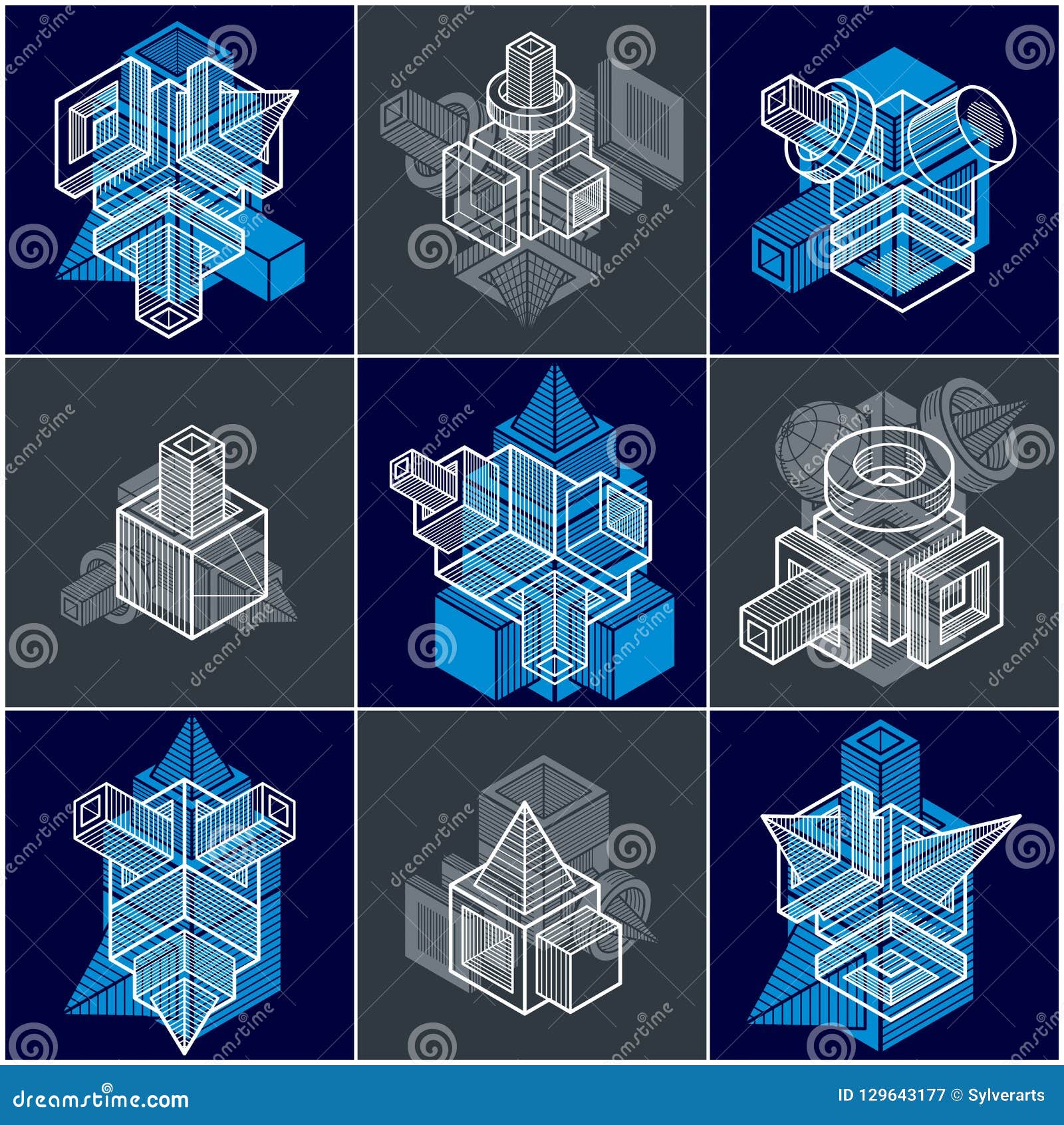 Abstract Constructions Vector Set, Dimensional Designs Collection ...