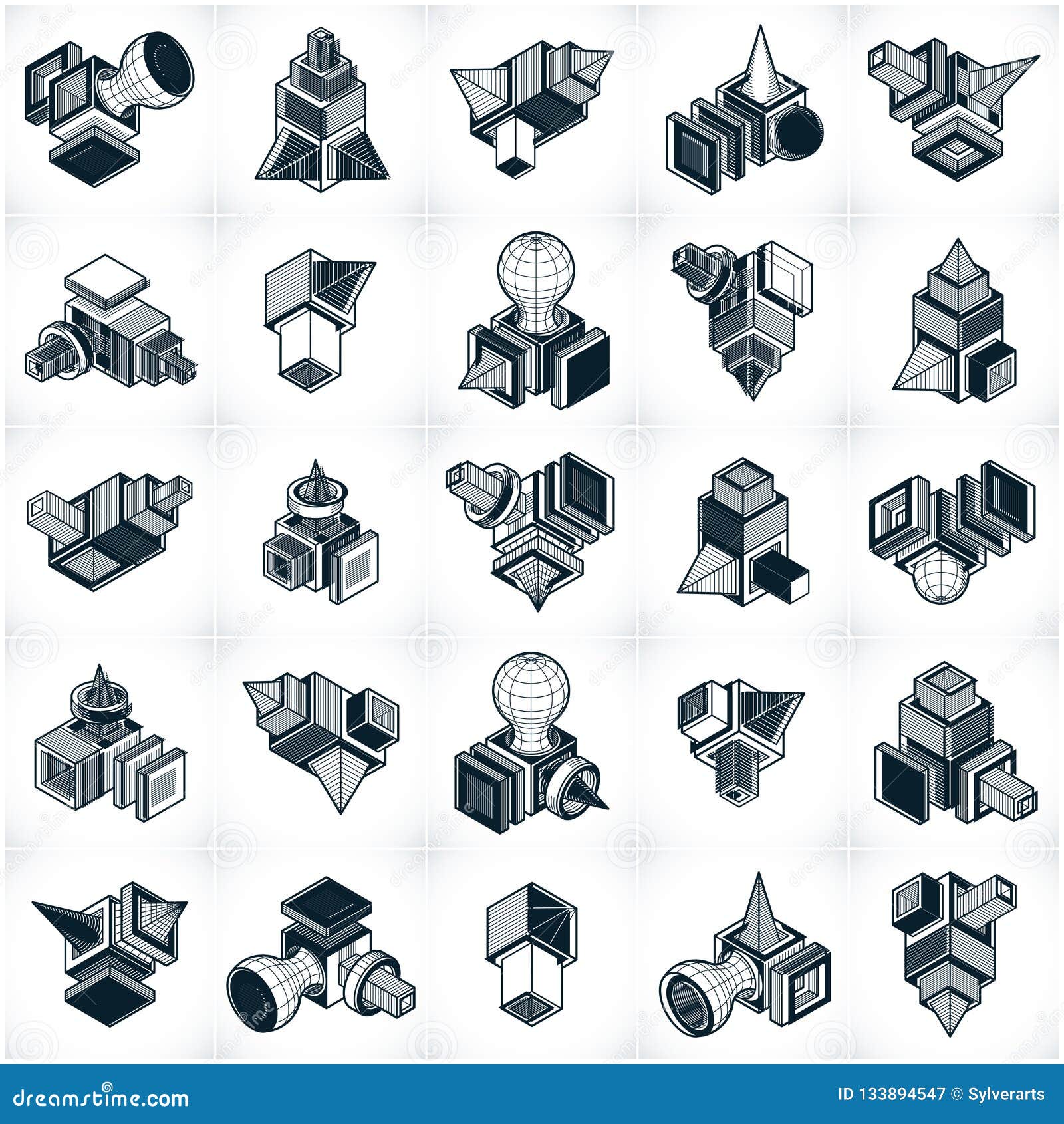 Abstract Constructions Vector Set, Dimensional Designs Collection ...