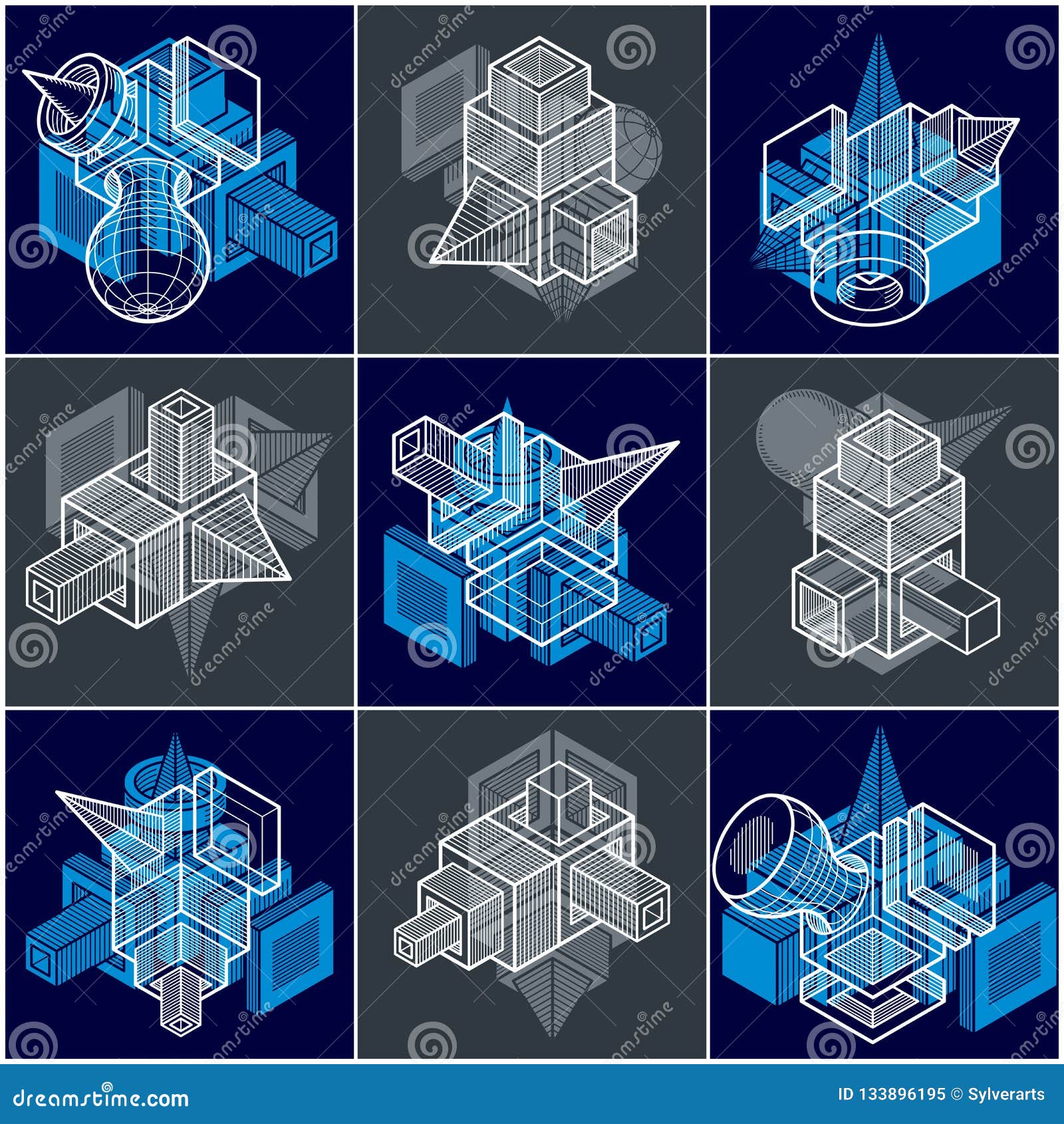 Abstract Constructions Vector Set, Dimensional Designs Collection ...
