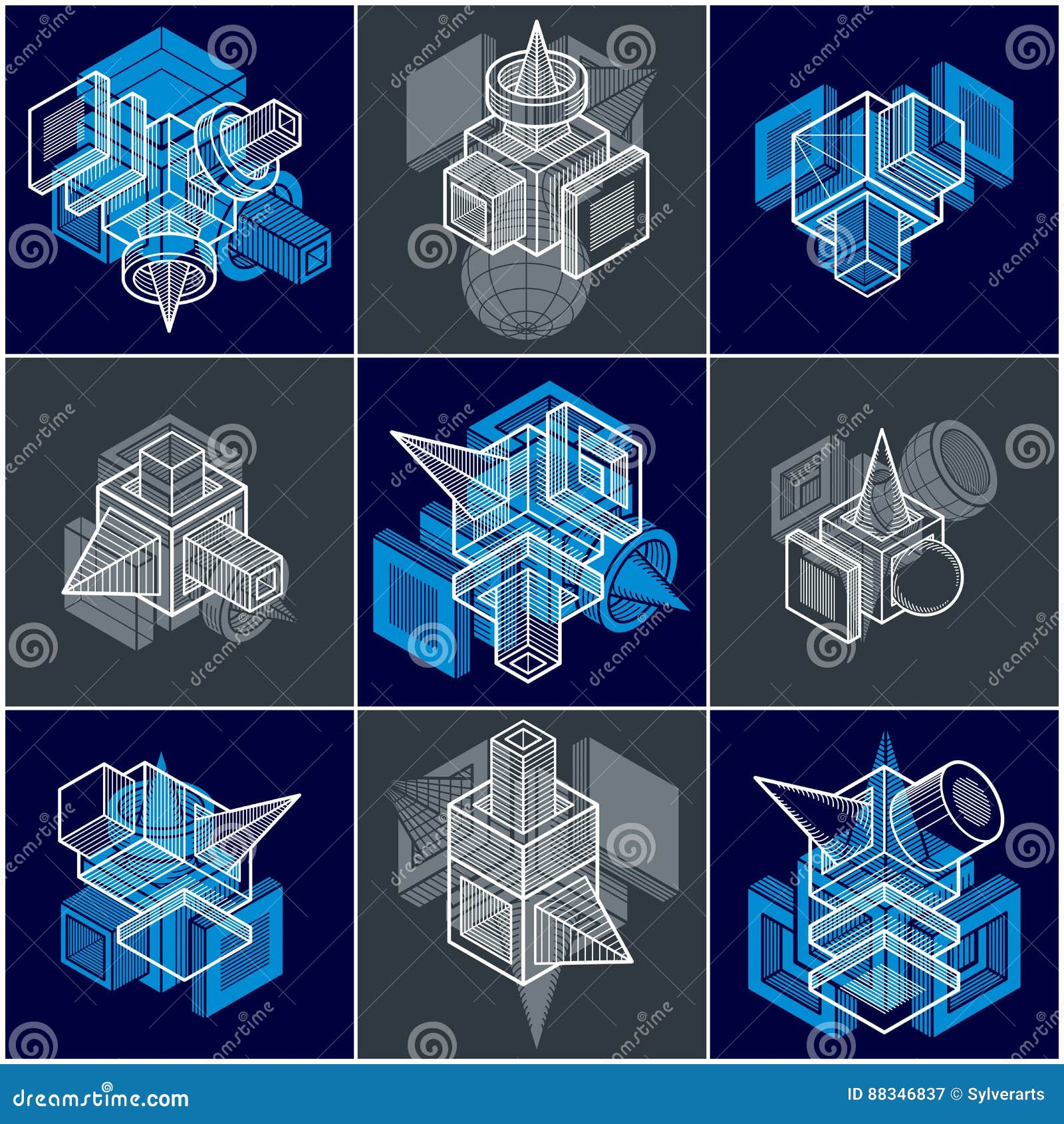 Abstract Constructions Vector Set, Dimensional Designs Collection ...