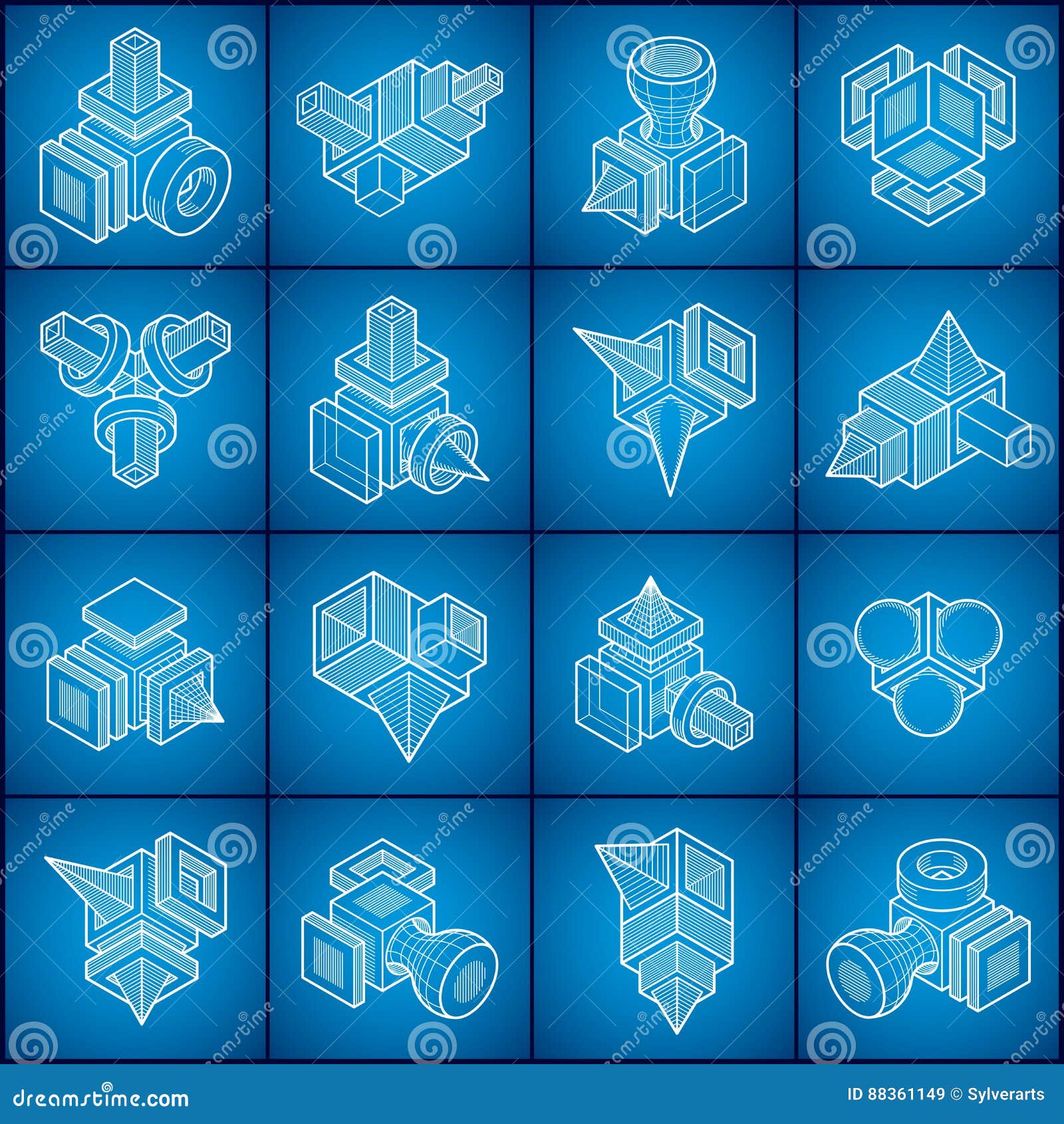 Abstract Constructions Vector Set, Dimensional Designs Collection ...