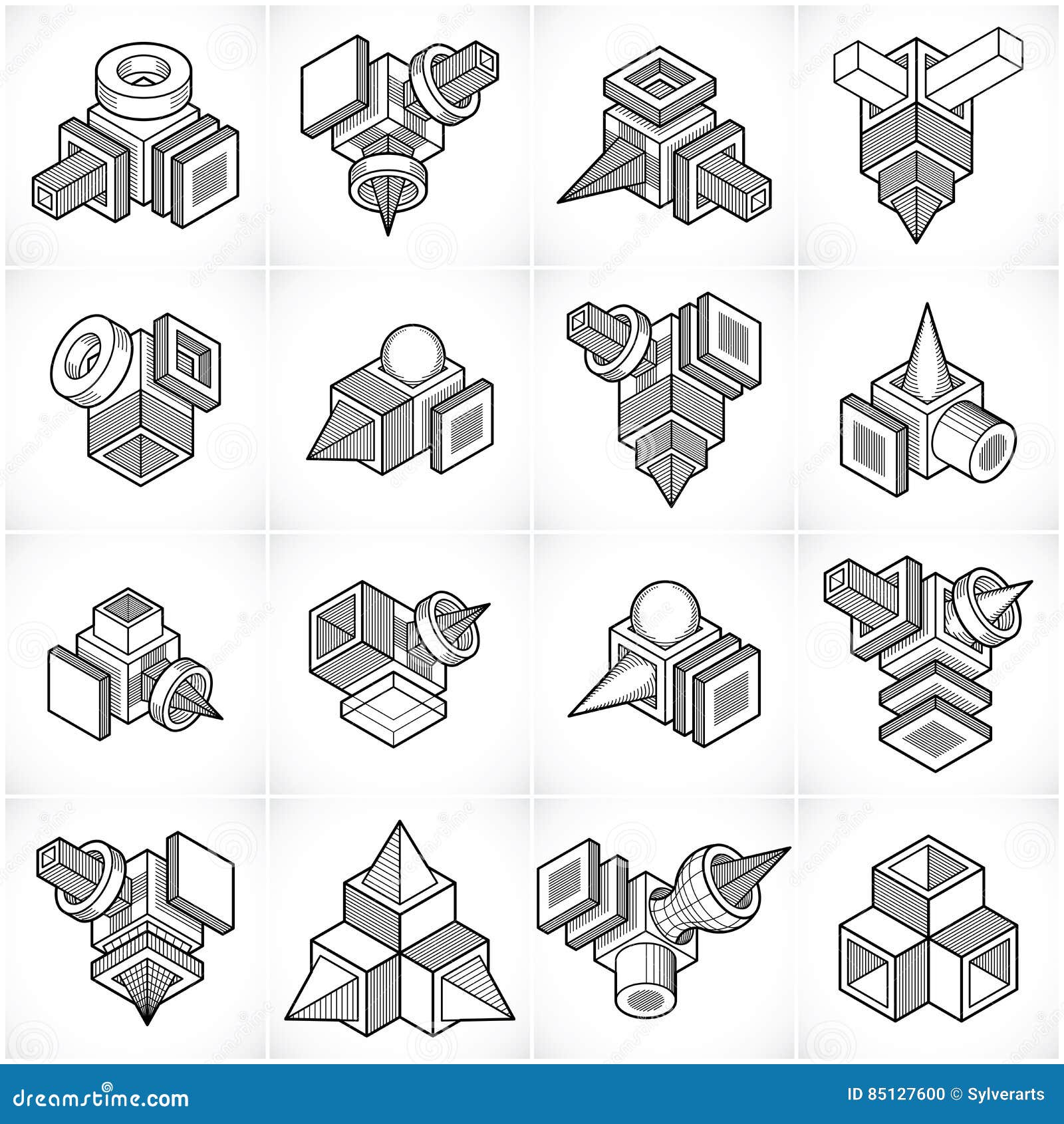 Abstract Constructions Vector Set, Dimensional Designs Collection ...