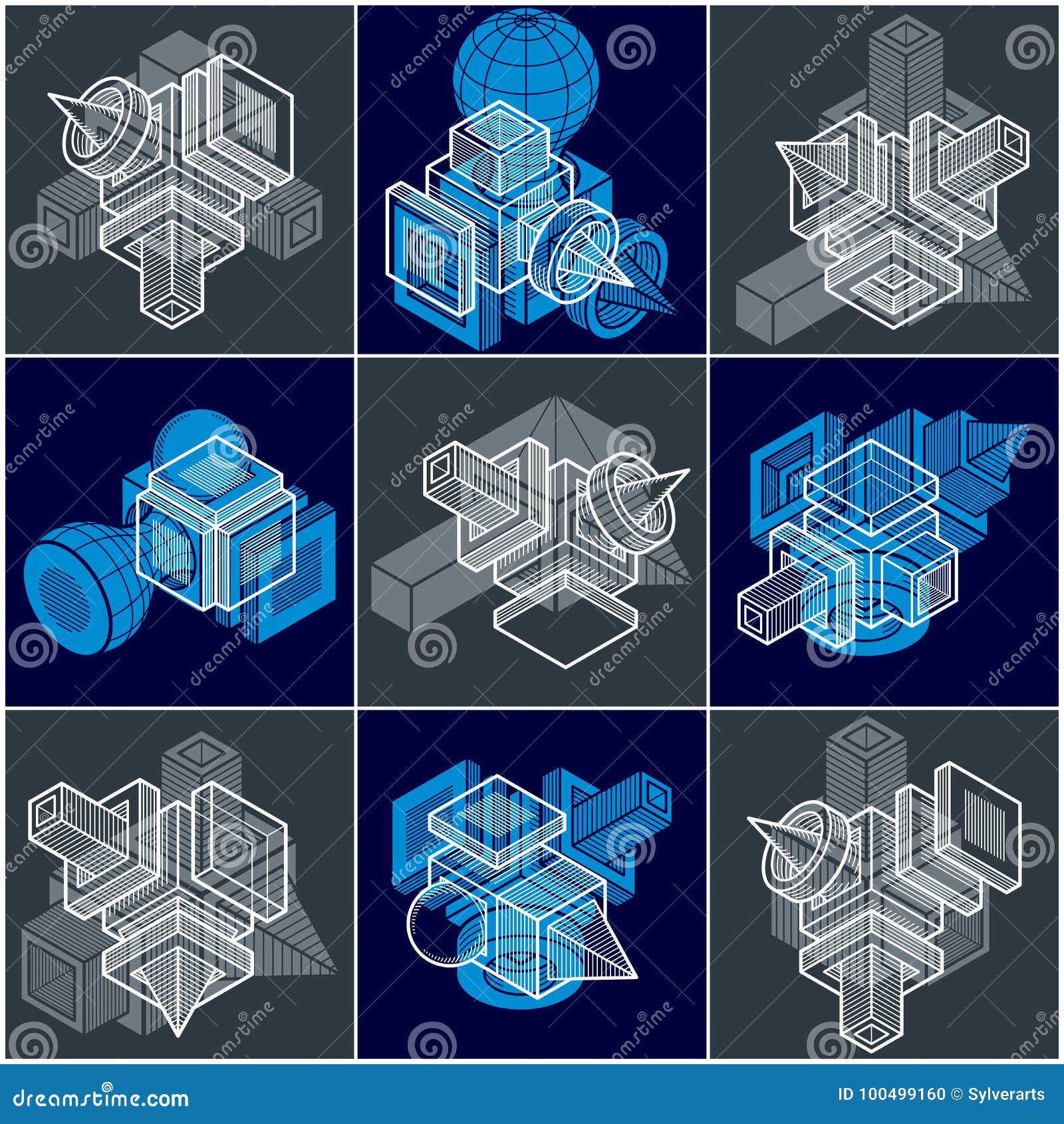Abstract Constructions Vector Set, Dimensional Designs Collection ...