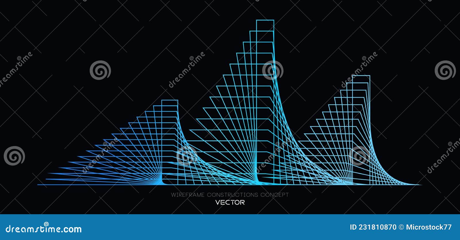 Abstract Constructions Wireframe Effect Vector Illustration Stock ...