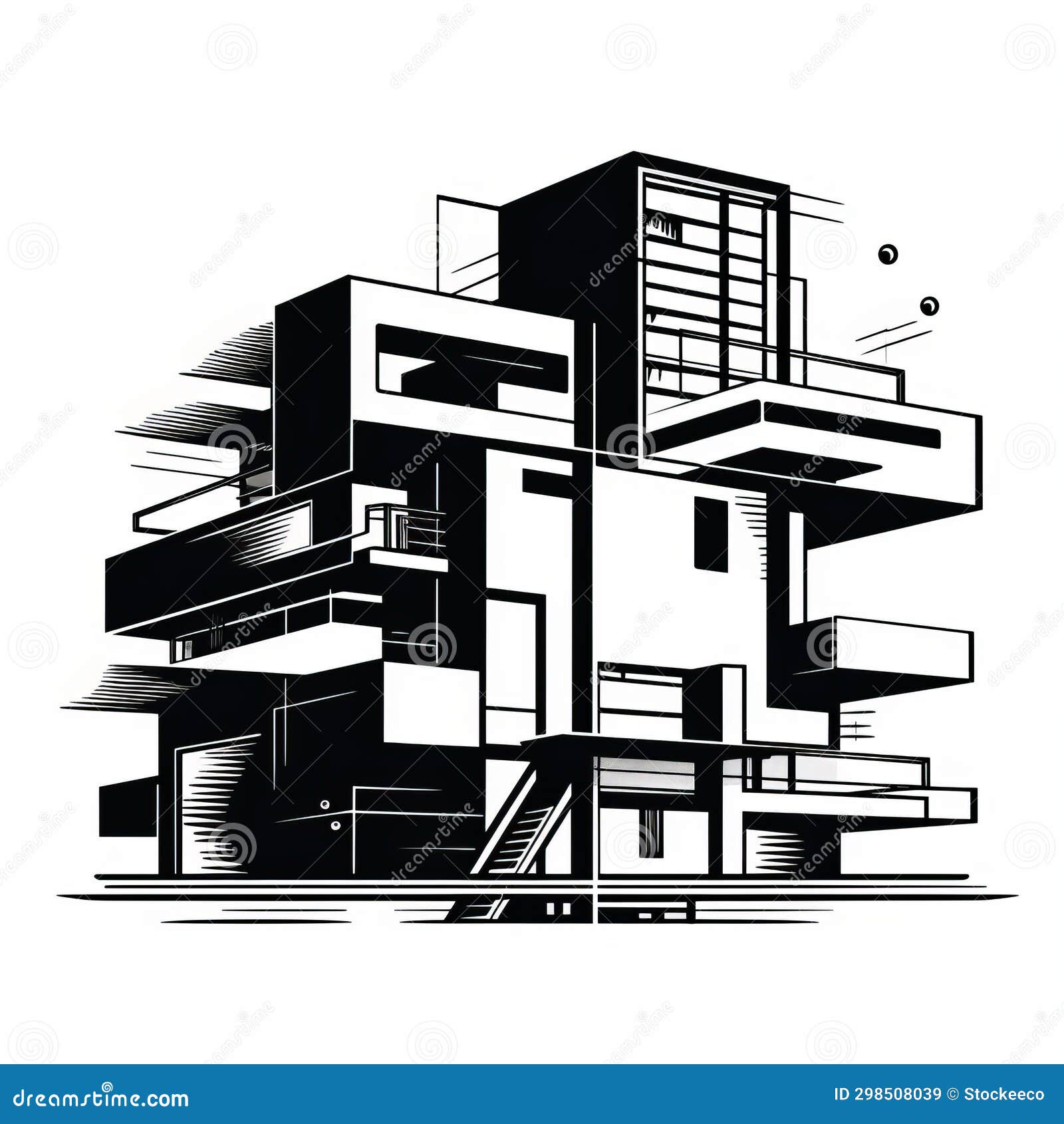 Abstract Constructivism: a Lively Ink Drawing of a Modern House Stock ...