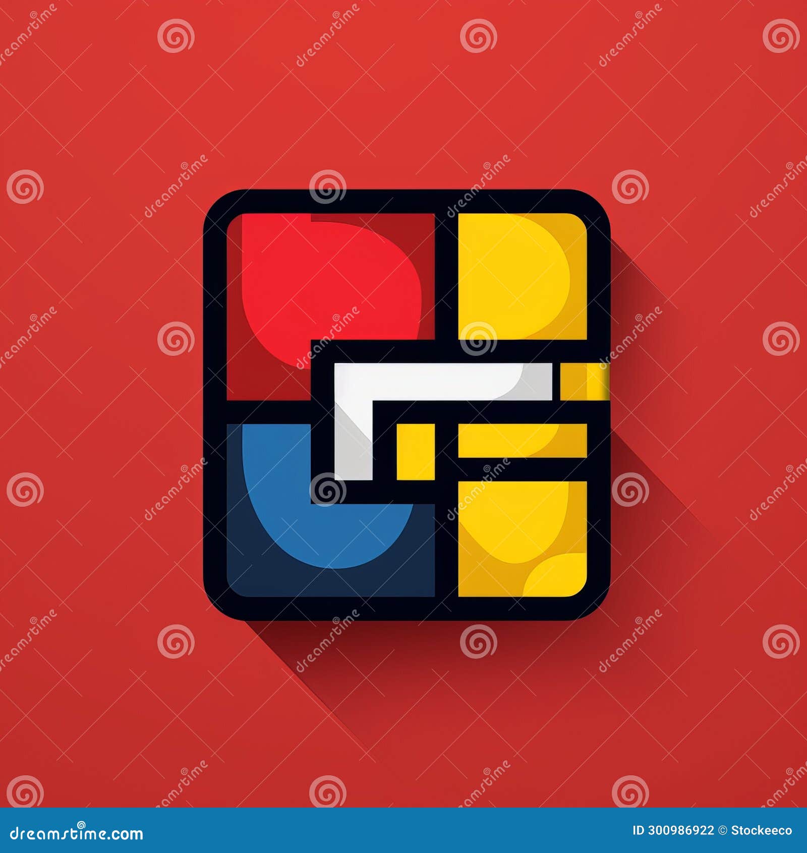 Colorful Red Square Icon in Modern Cubism Style Stock Illustration ...