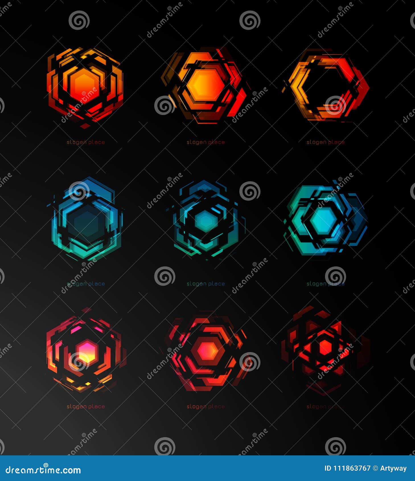Abstract Constructor Logo, Futuristic Technology, Icons Template ...