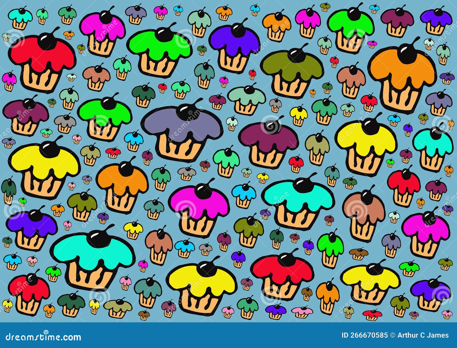 Abstract and Contemporary Digital Art Cupcakes Pattern Design Stock ...