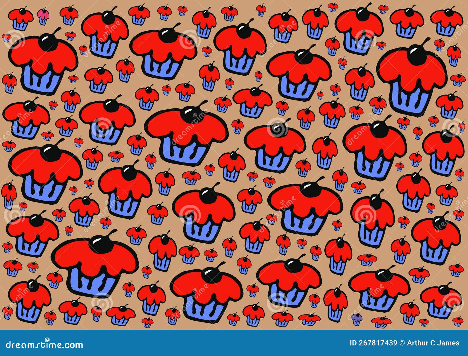 Abstract and Contemporary Digital Art Cupcake Pattern Design Stock ...