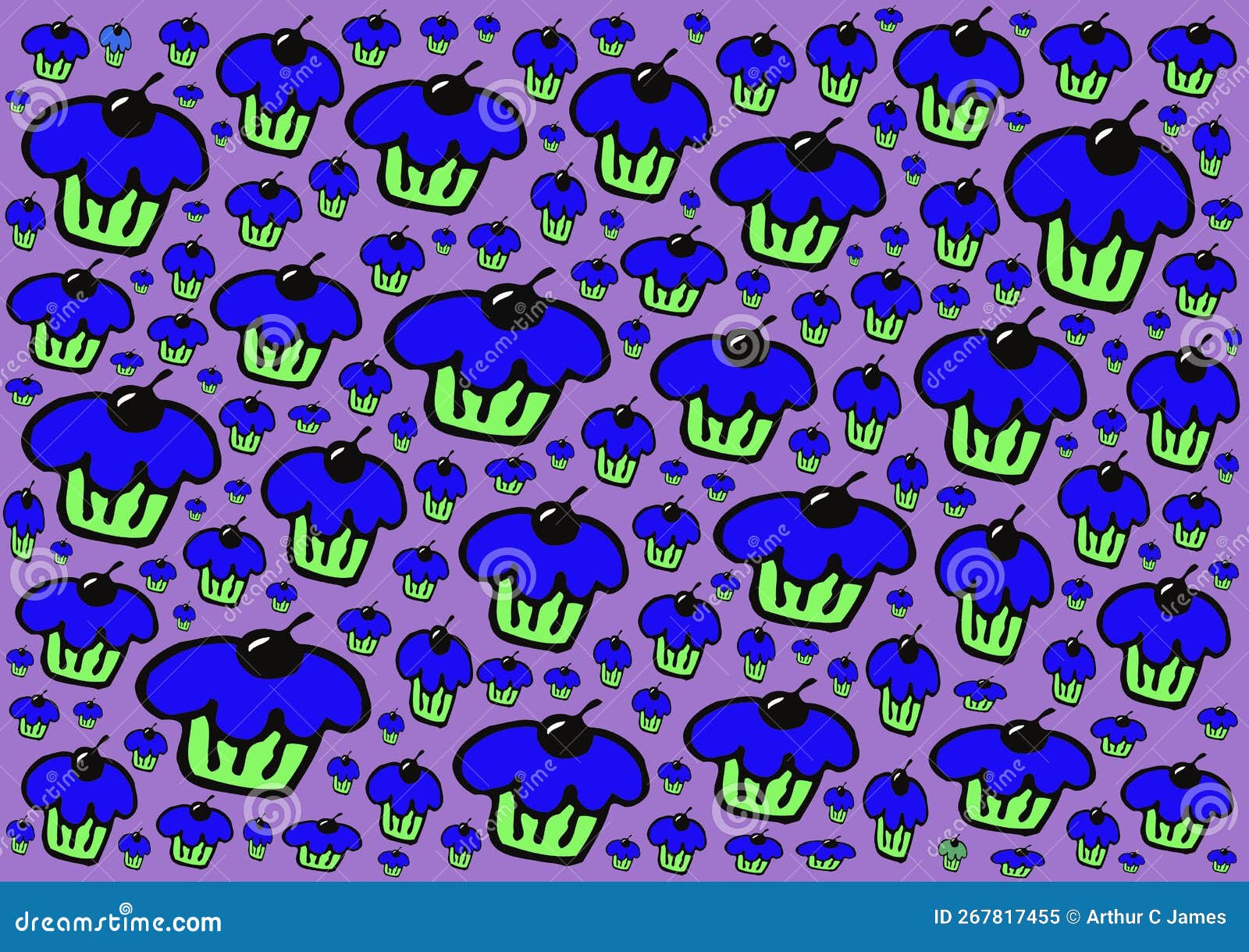 Abstract and Contemporary Digital Art Cupcake Pattern Design Stock ...