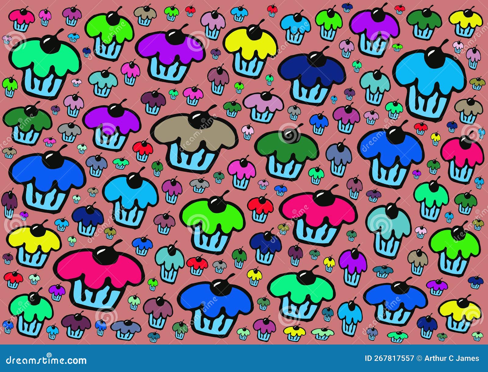 Abstract and Contemporary Digital Art Cupcake Pattern Design Stock ...