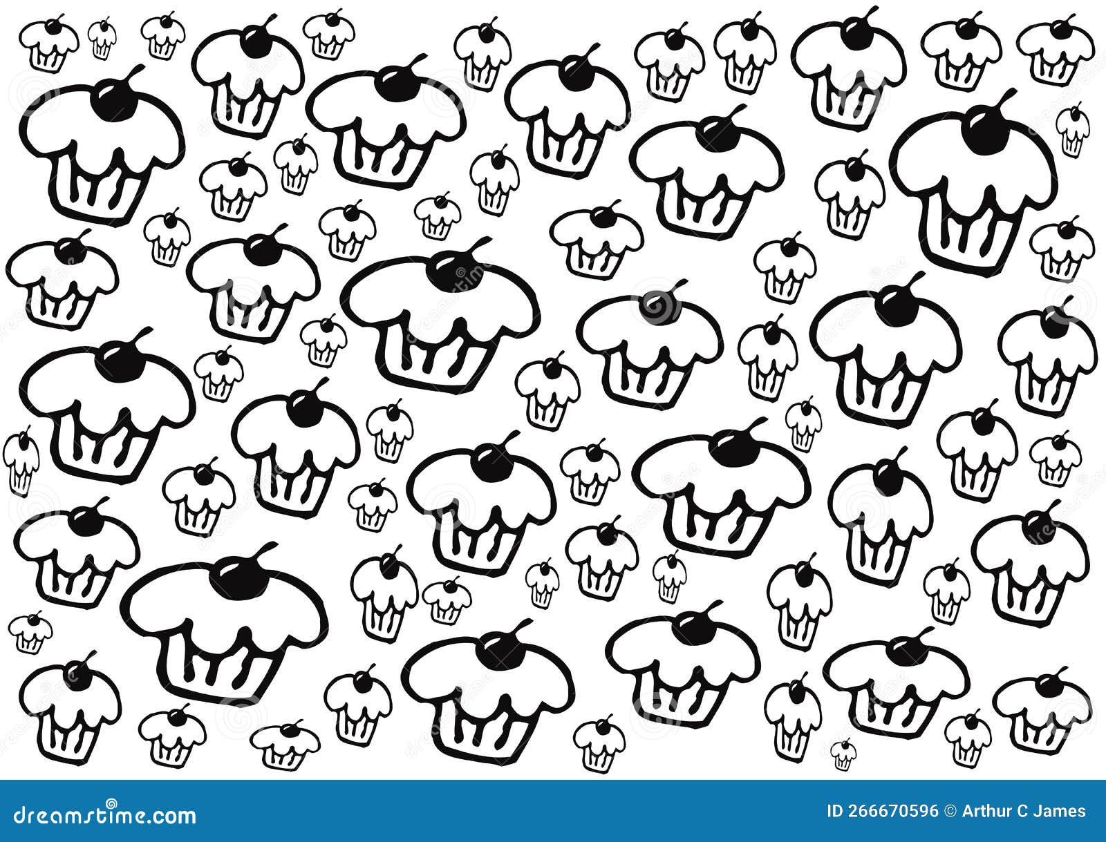 Abstract and Contemporary Digital Art Cupcakes Pattern Design Stock ...