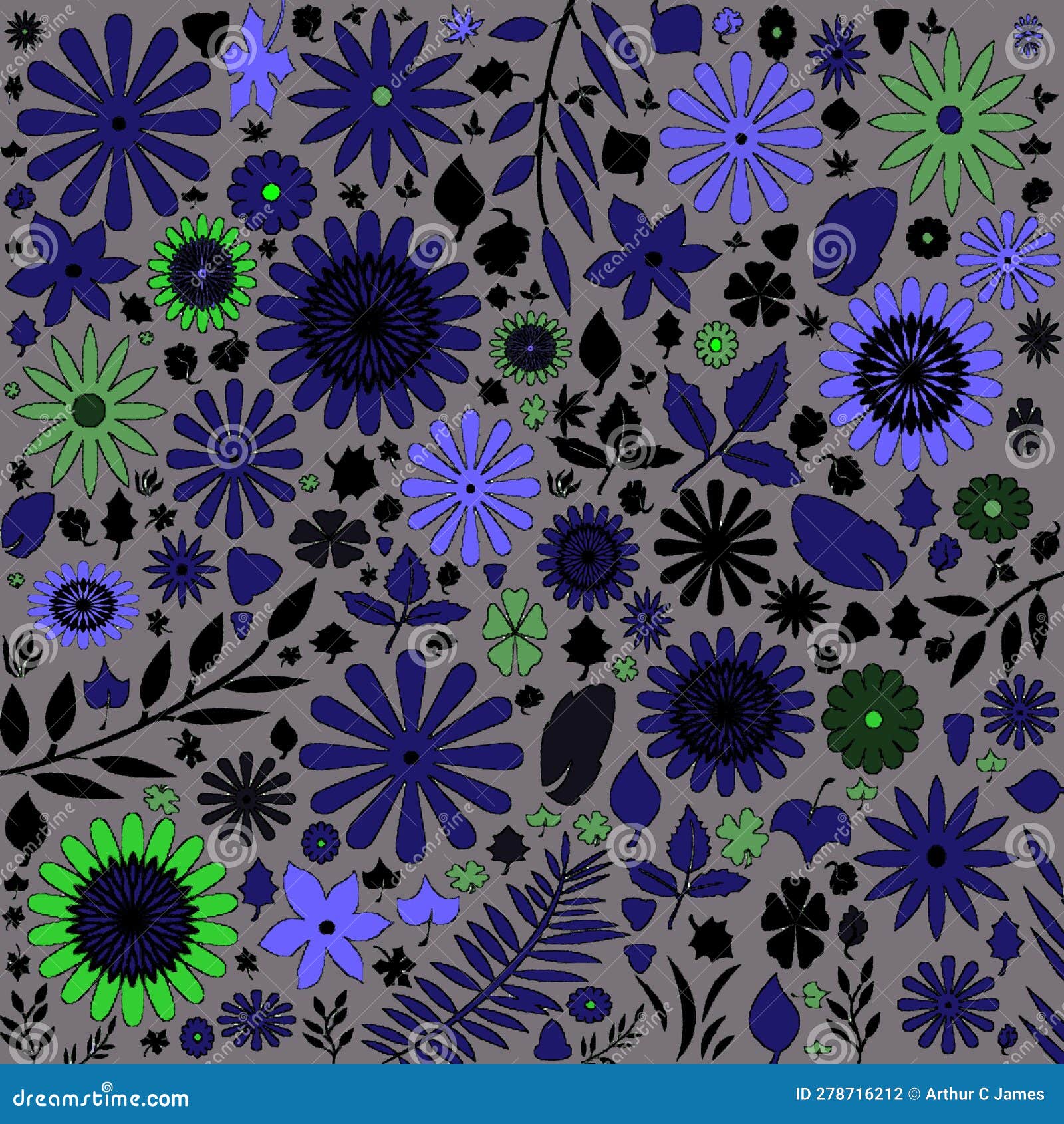 Abstract and Contemporary Digital Art Floral Design Stock Illustration ...