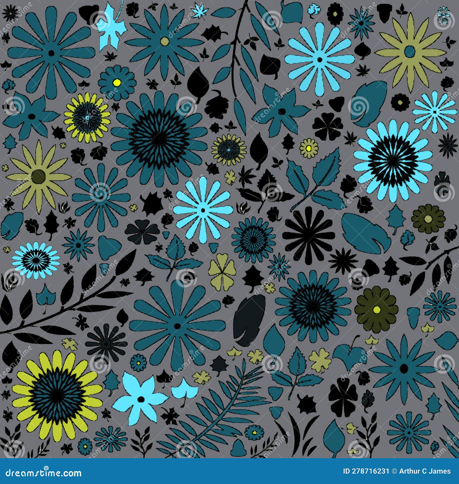 Abstract and Contemporary Digital Art Floral Design Stock Illustration ...