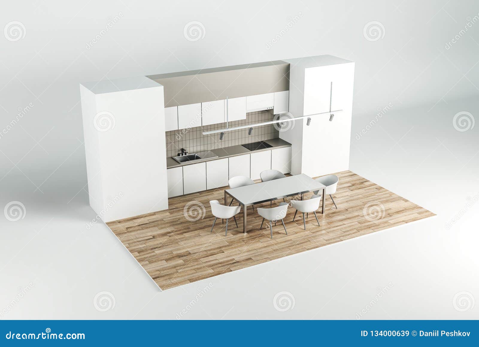 Abstract Contemporary Kitchen Stock Illustration - Illustration of lamp ...