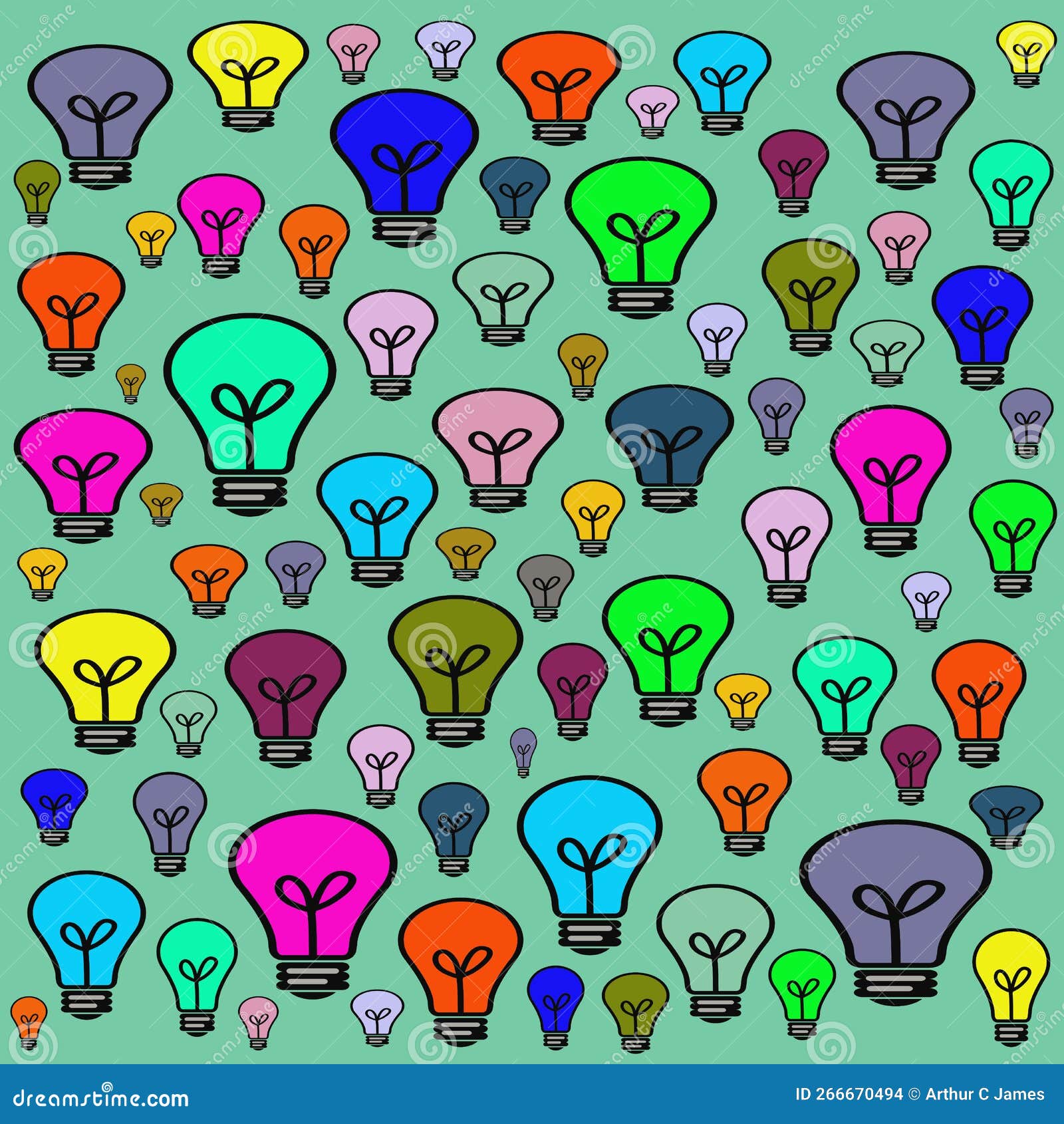 Abstract and Contemporary Digital Art Light Bulb Pattern Design Stock ...