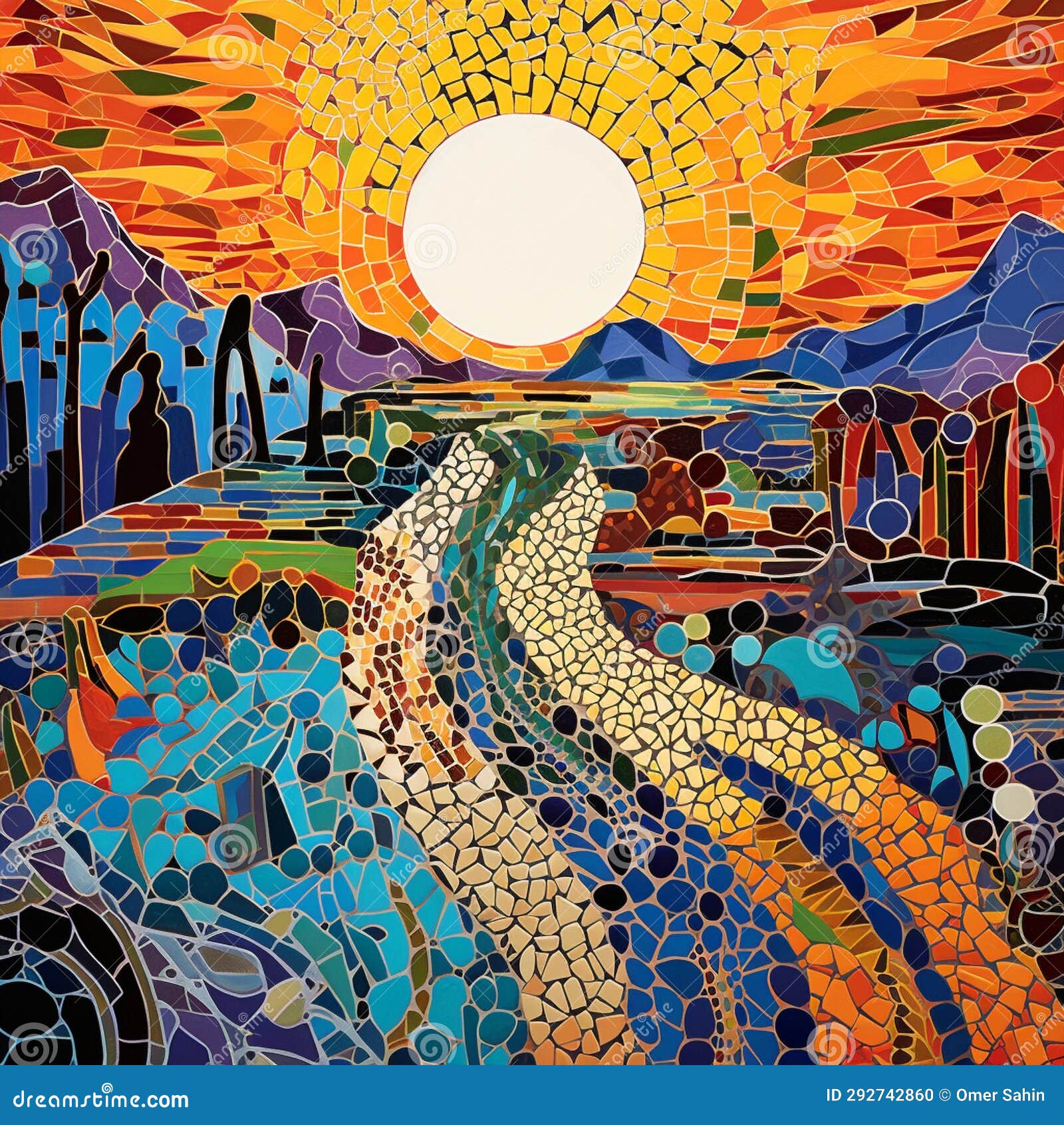 Abstract Contemporary Mosaic Art with Animal Tracks Pattern Stock Photo ...