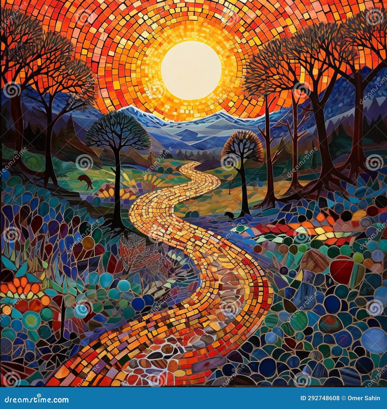 Abstract Contemporary Mosaic Art with Animal Tracks Pattern Stock Photo ...