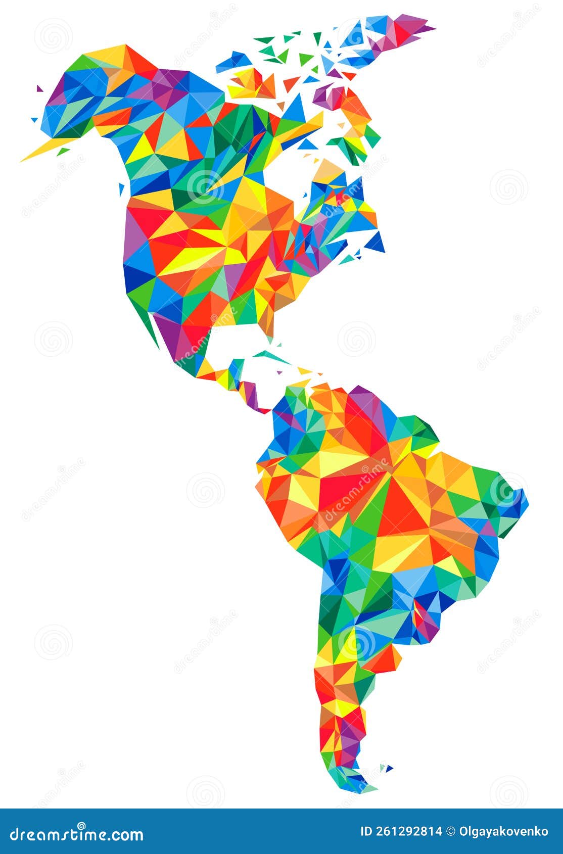Abstract Continents of North and South America from Triangles. Origami ...
