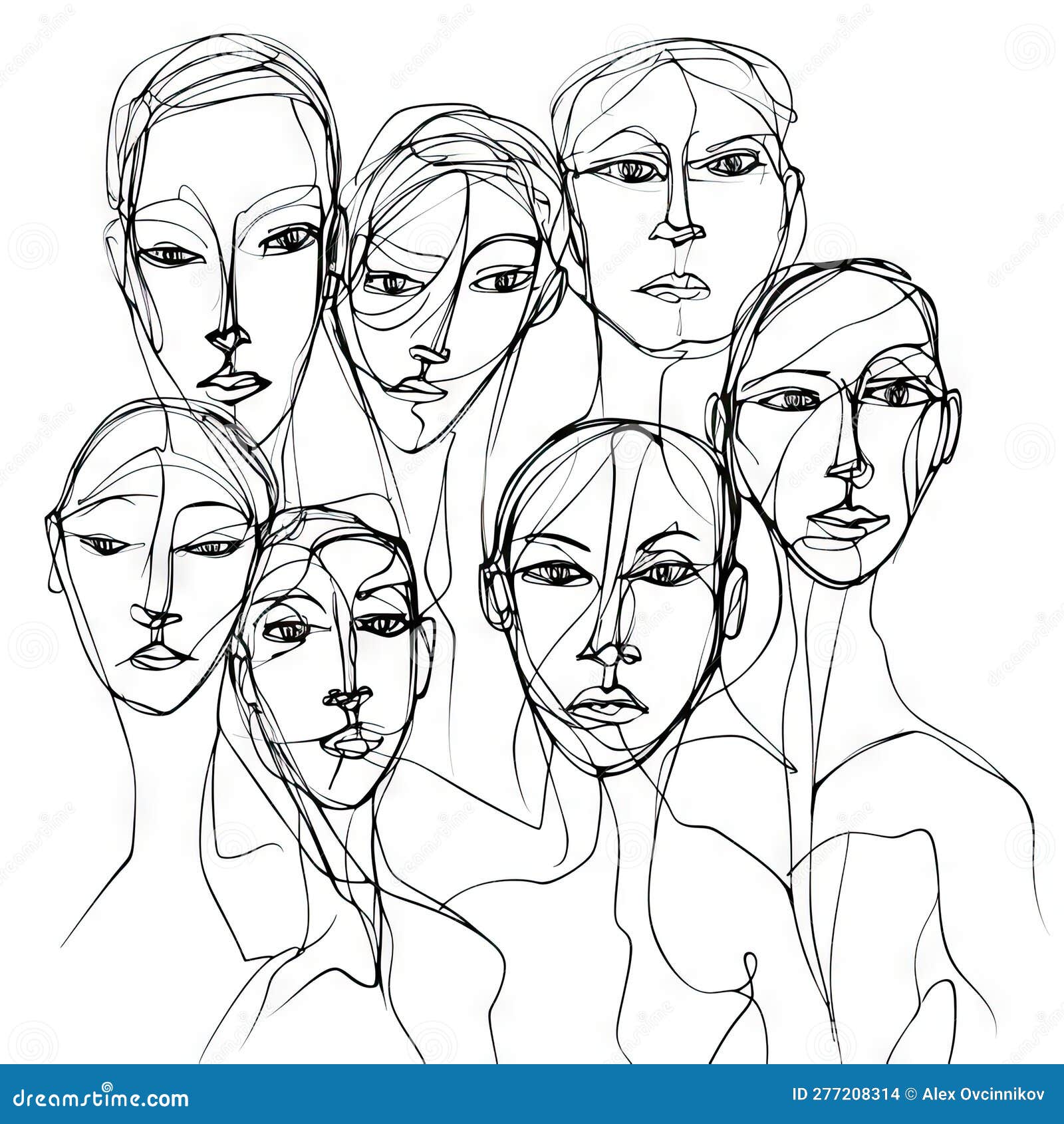 Abstract Continuous Line Drawing of Group of People. Perfect for ...