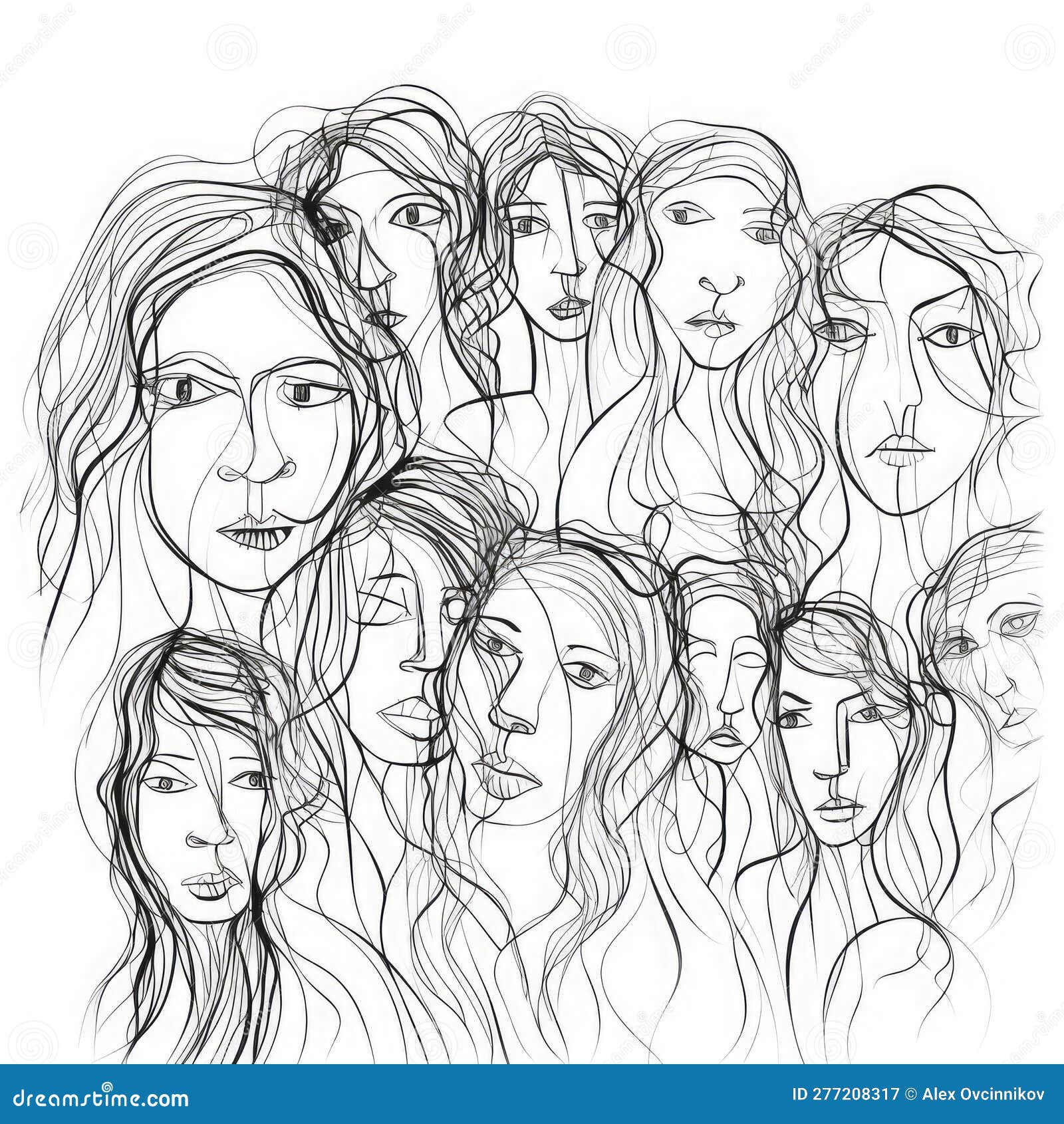 Abstract Continuous Line Drawing of Group of People. Perfect for ...