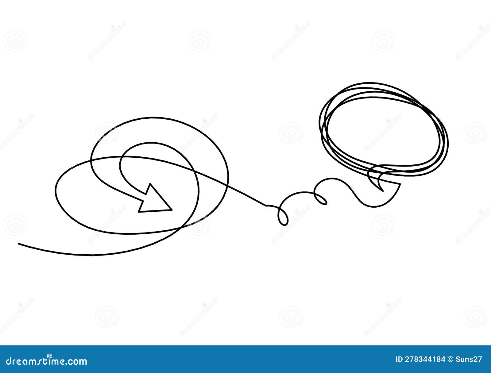 Abstract Continuous Lines Arrows and Comment As Drawing on White Stock ...