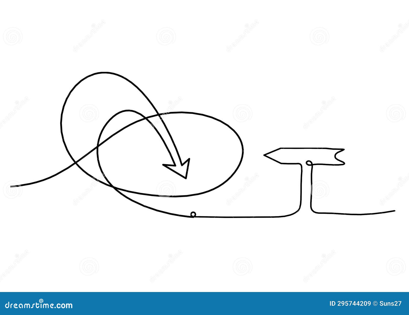 Abstract Continuous Lines Arrows with Direction Drawing on White Stock ...