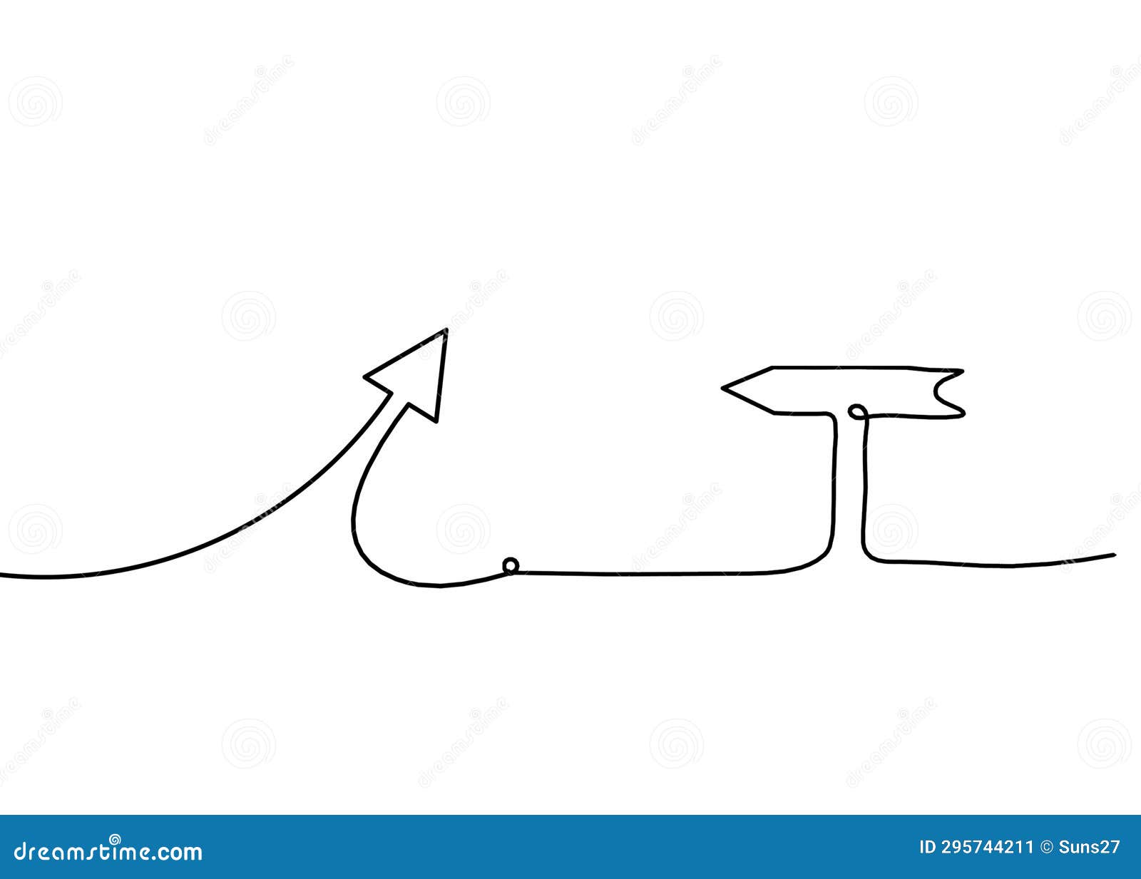 Abstract Continuous Lines Arrows with Direction Drawing on White Stock ...