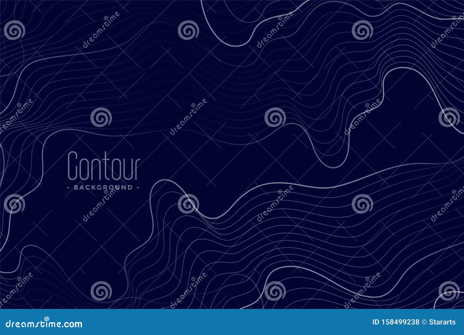 Abstract Contour Lines on Dark Blue Background Stock Vector ...