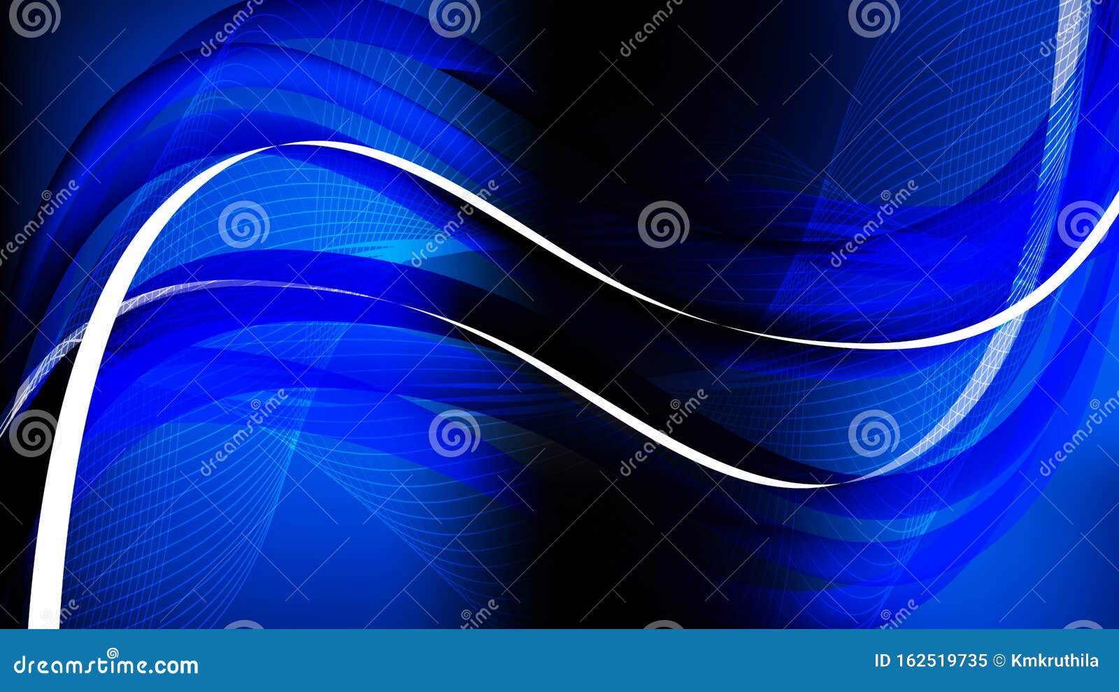 Abstract Cool Blue Wavy Lines Background Template Stock Vector ...