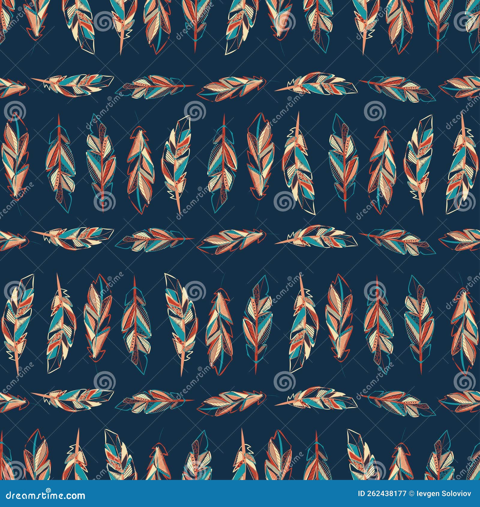 Abstract Cool Feathers Seamless Pattern Stock Vector - Illustration of ...