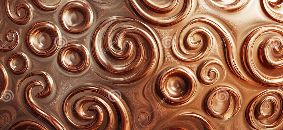 Abstract Copper Swirl Patterns with Glossy Texture and Intricate Design ...