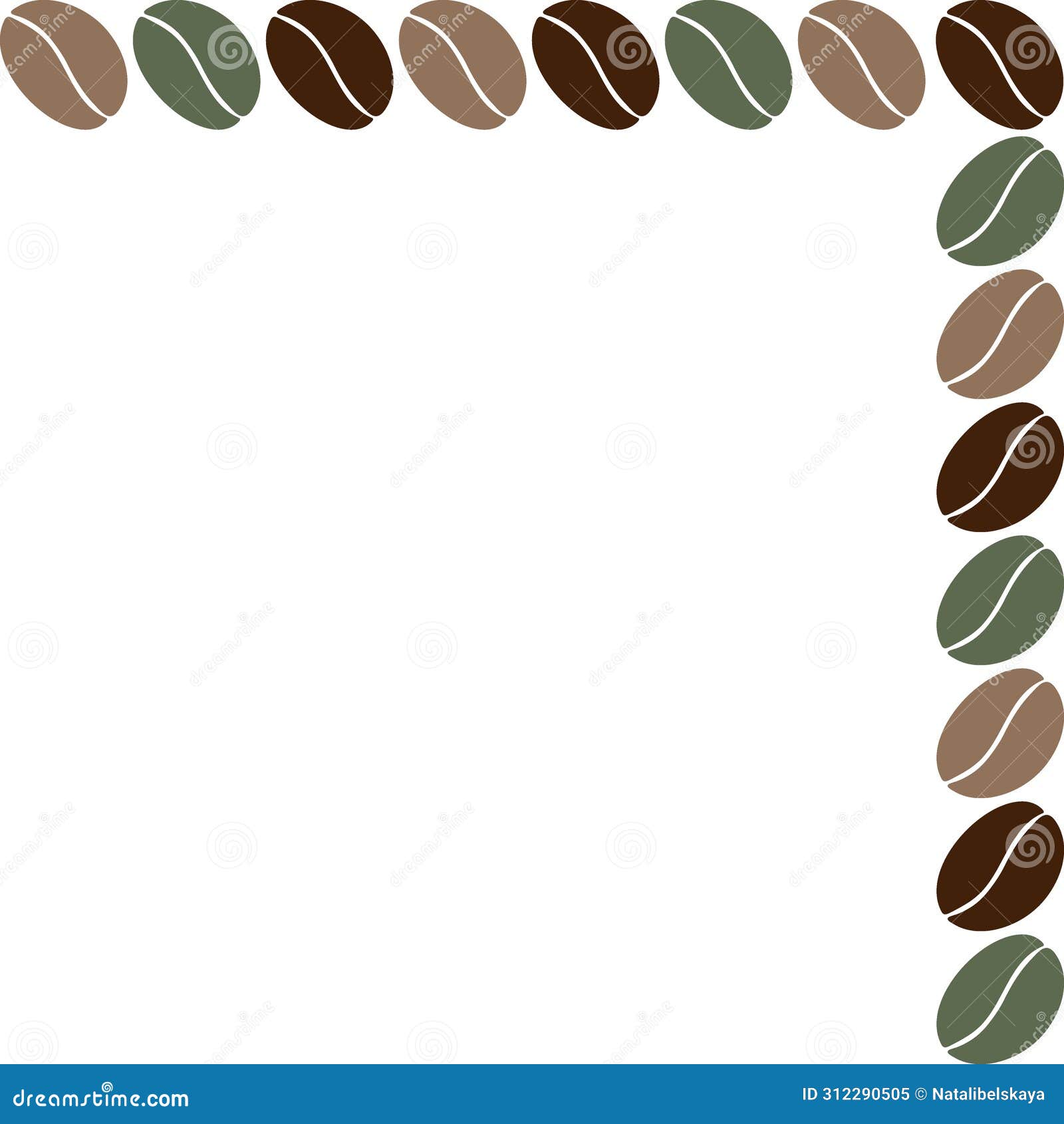 Abstract Corner Frame Border Of Coffee Bean In Trendy Green And Brown ...
