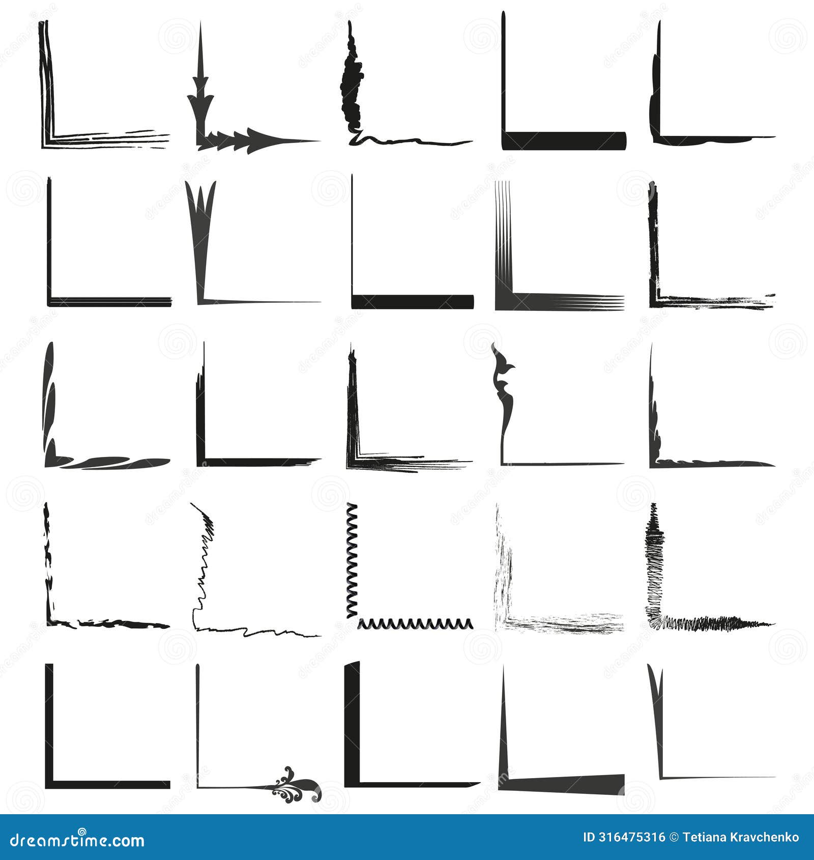 Abstract Corners Set. Artistic Frame Elements Vector. Decorative Border ...