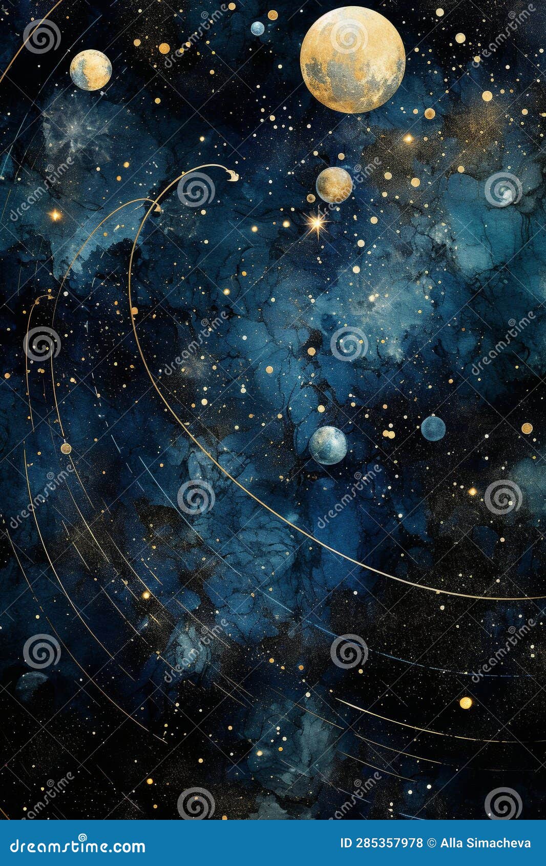 Abstract Cosmic Background with Metallic Foil. Generative Ai Stock ...
