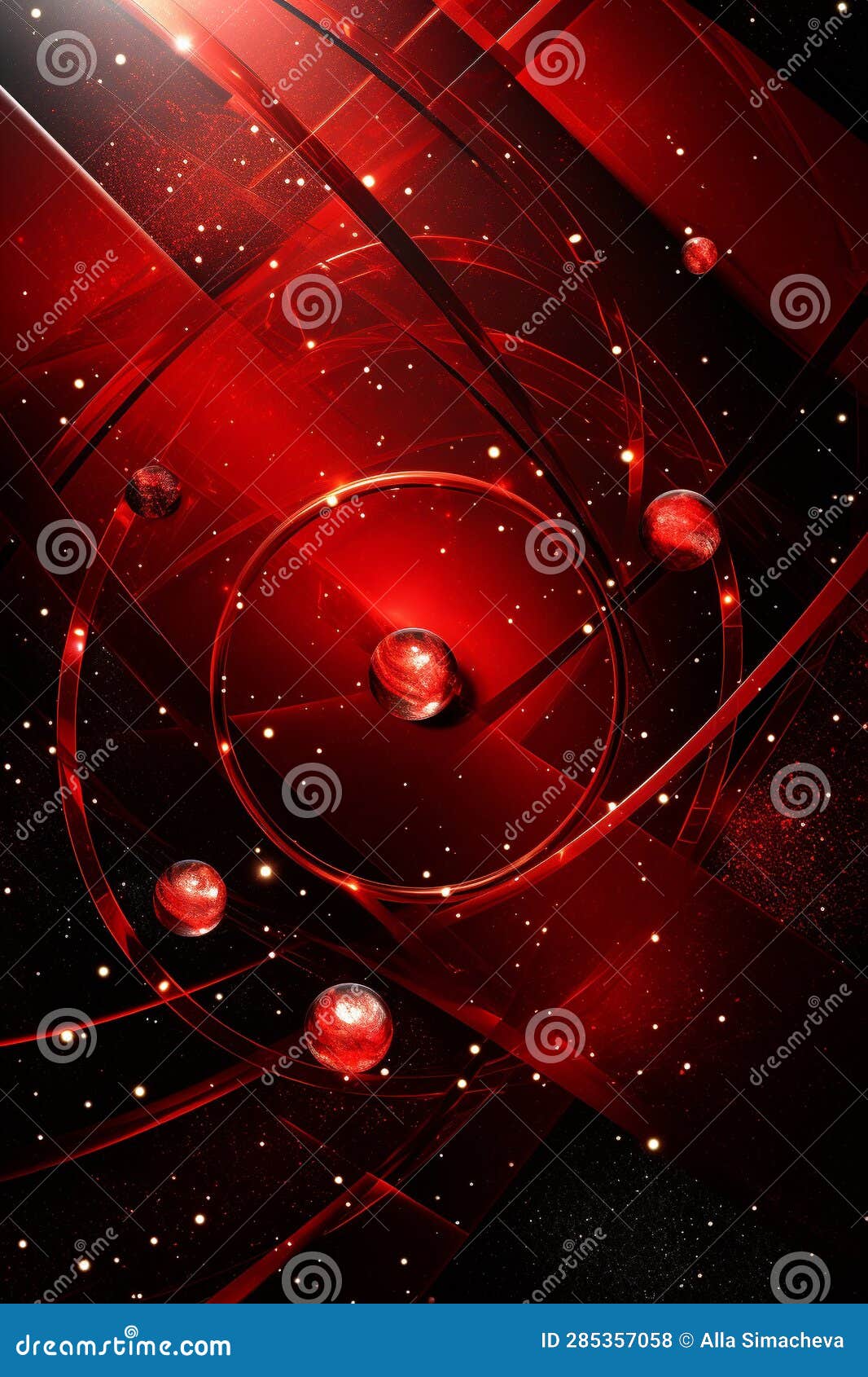 Abstract Cosmic Background with Red Metallic. Generative Ai Stock ...