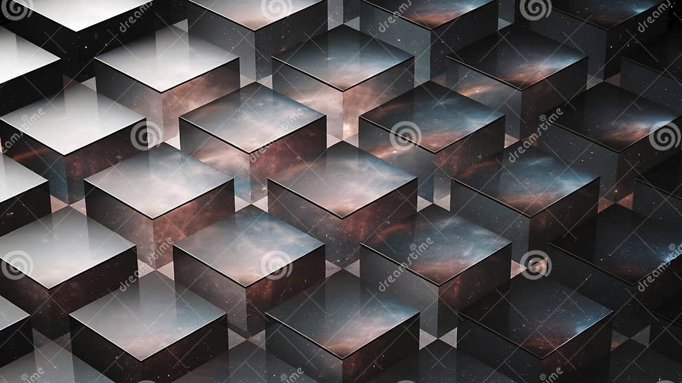 Abstract Cosmic Cubes, Galaxy Pattern 3D Good Resolution Stock Photo ...