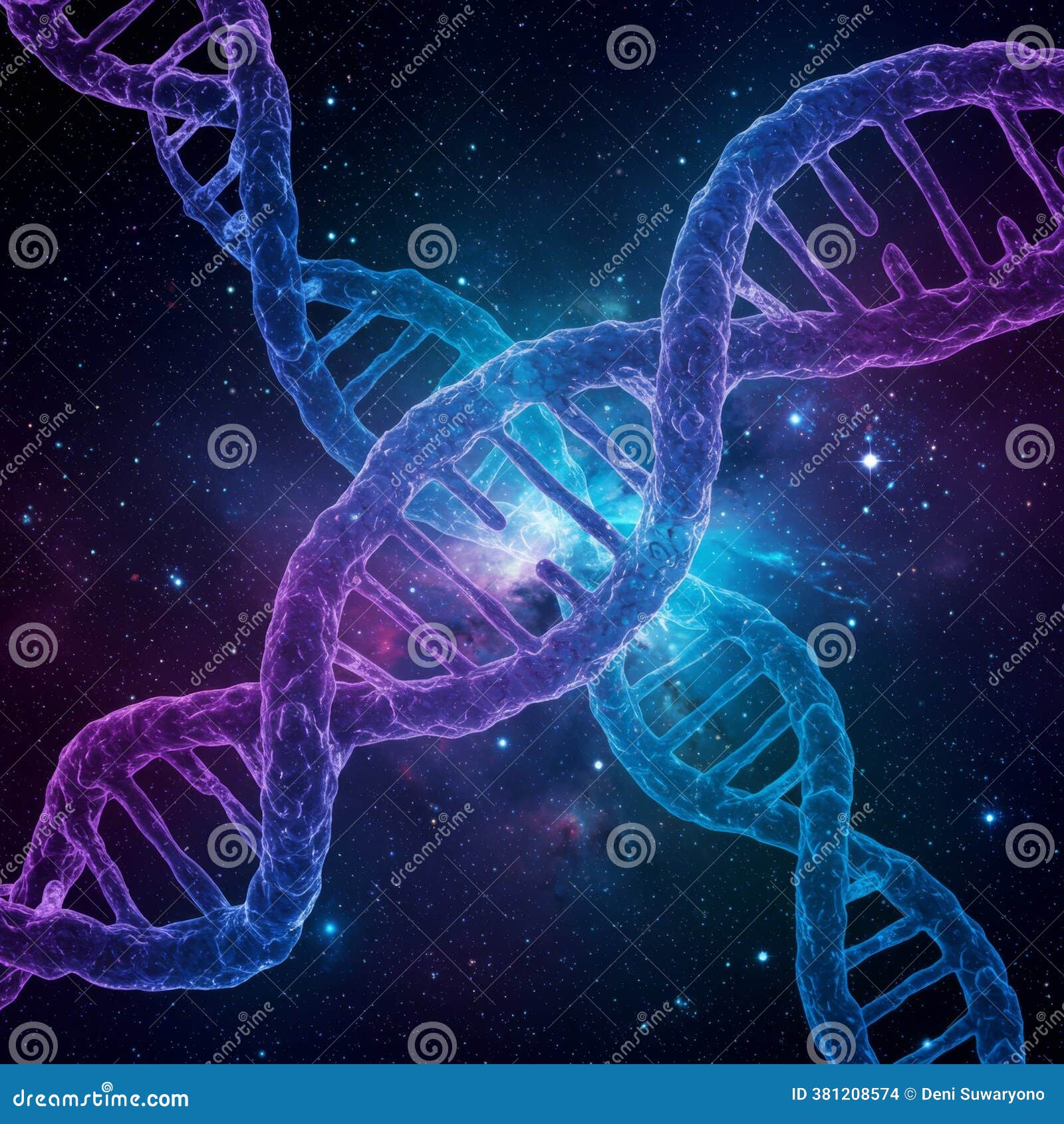 Cosmic Dna Helix Illuminating The Mysteries Of Genetic Code In A Starry ...