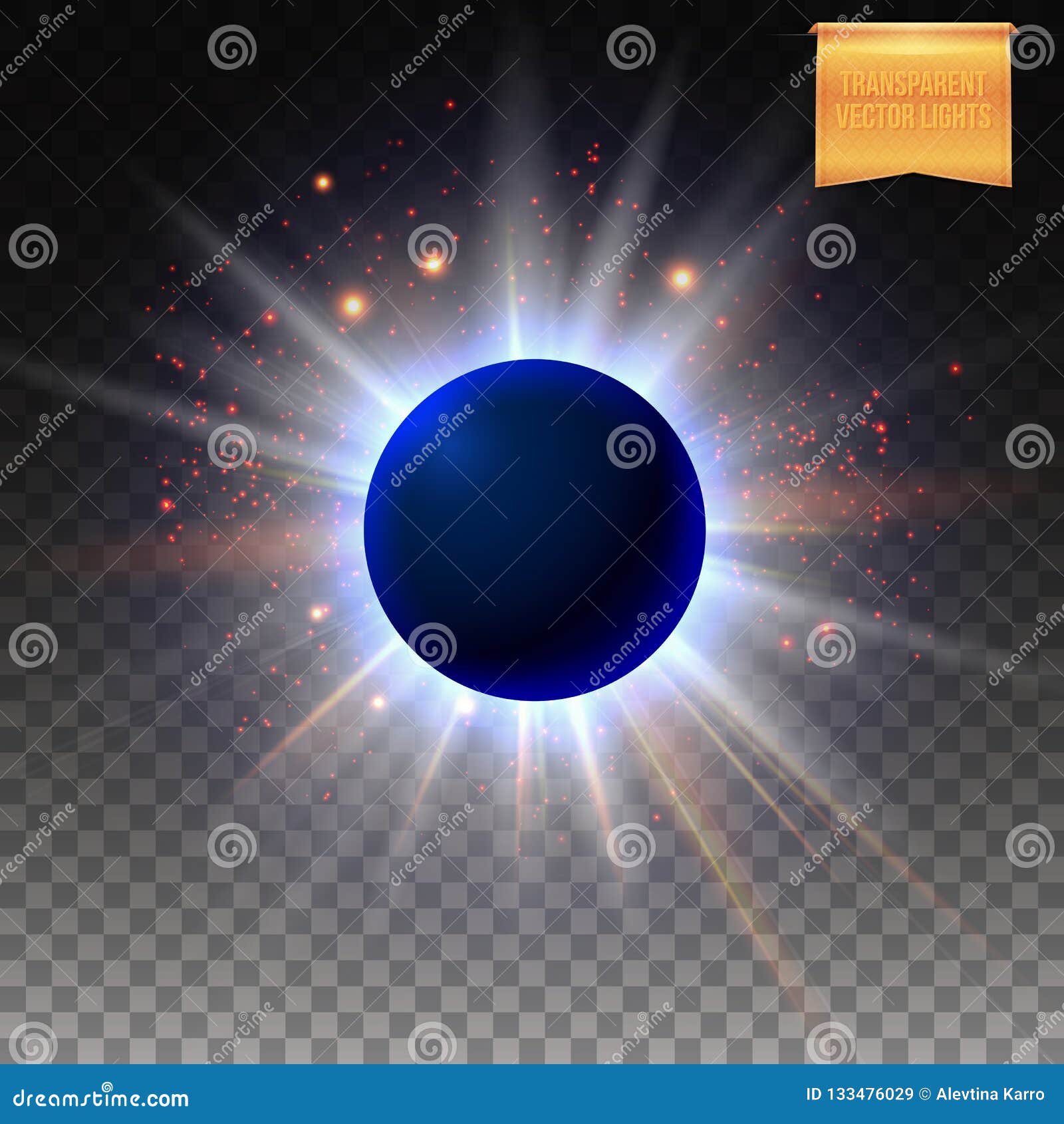 Abstract Cosmic Eclipse Vector Illustration with Sparkling Star Lights ...