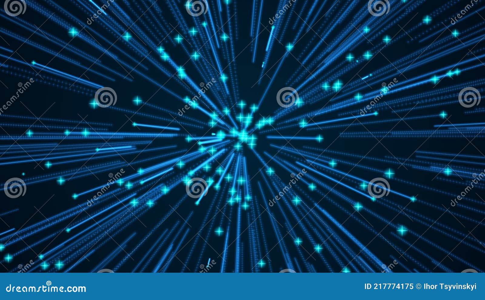 Abstract Cosmic Explosion. the Movement of Neon Glowing Beams. Hyper ...