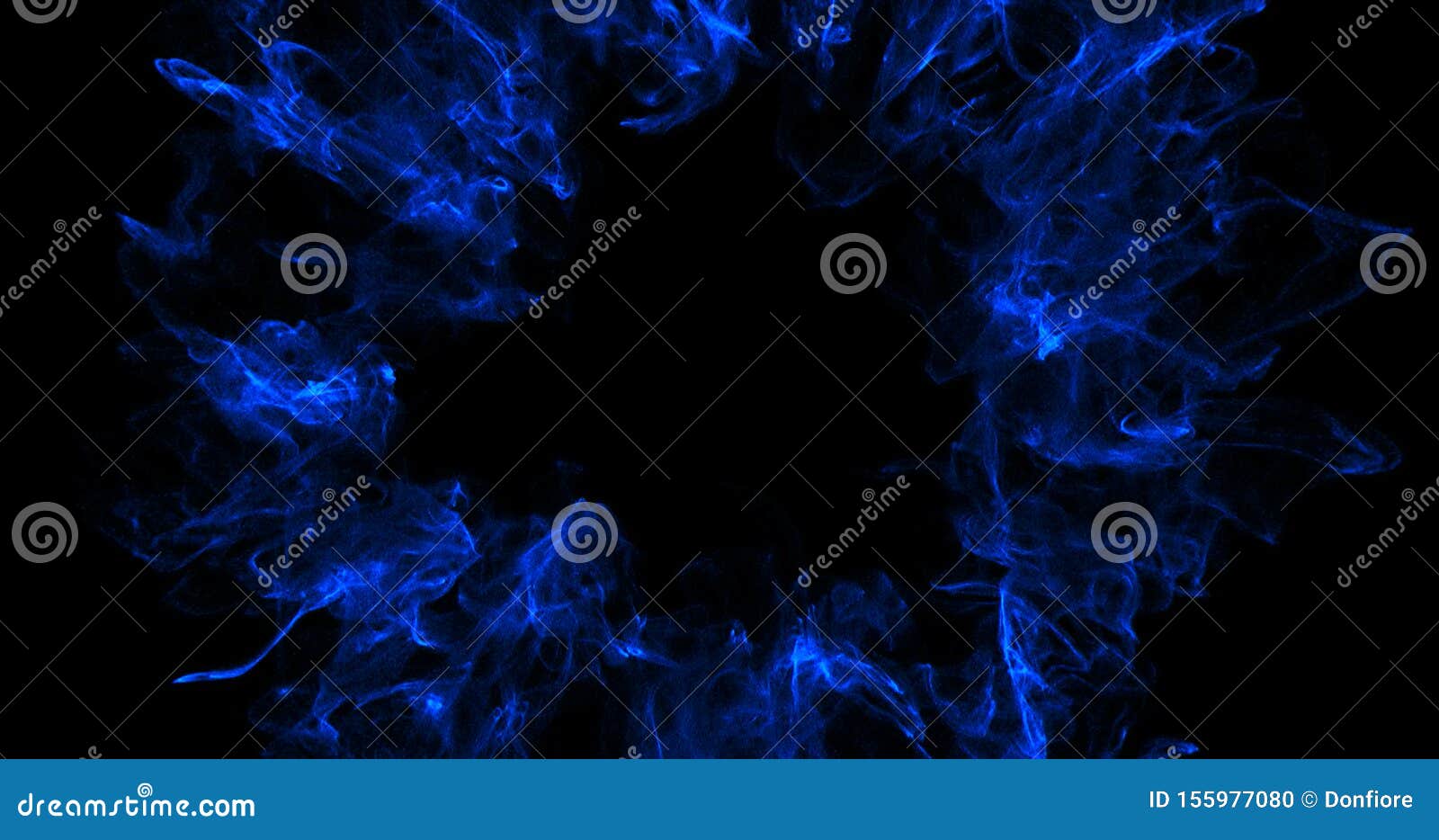 Abstract Cosmic Explosion Shockwave Blue Energy on Black Background ...