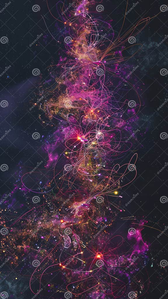 Abstract Cosmic Light Trails and Particles in Deep Space Stock Photo ...