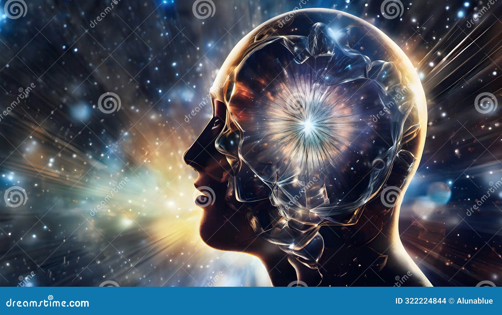 Abstract Cosmic Mind: Enlightenment and Thought Stock Illustration ...