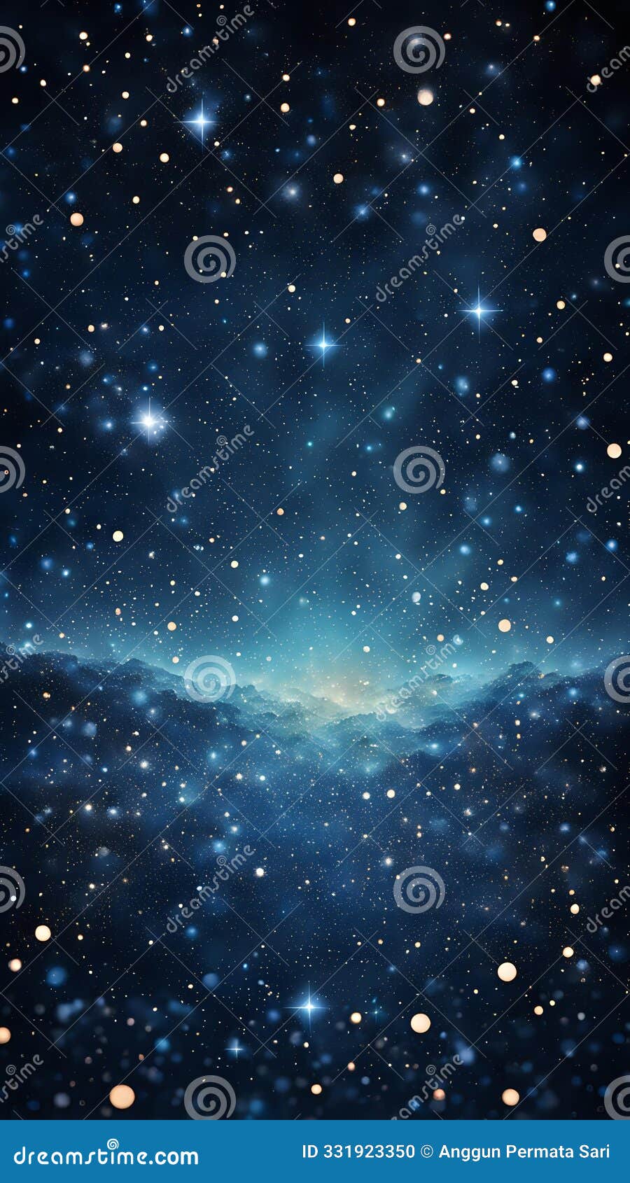 Abstract Cosmic Scene with a Deep Blue Sky and Scattered Stars Creating ...